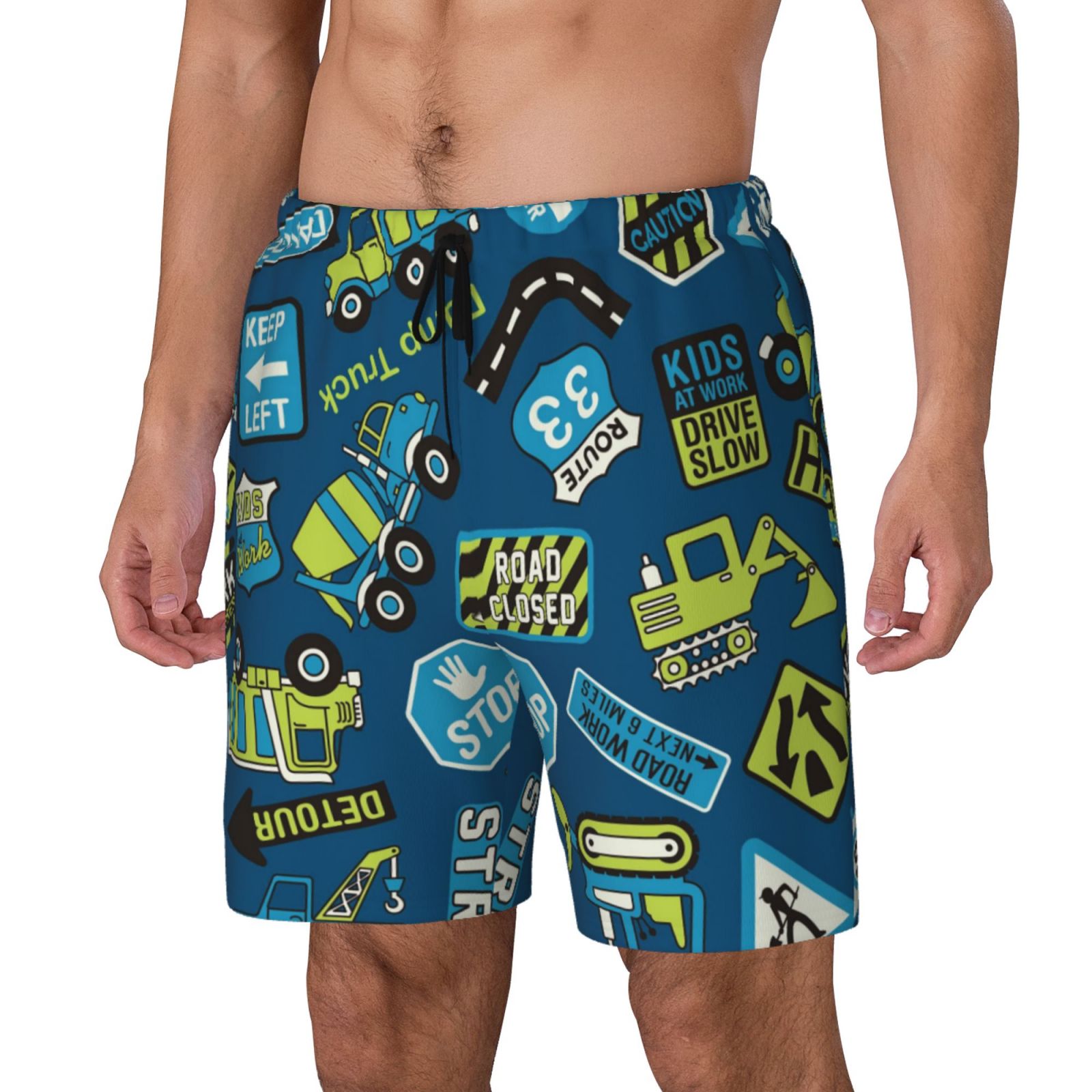 Zufioo Dump Truck Mens Swimsuit Trunks with Compression Liner,Quick Dry ...
