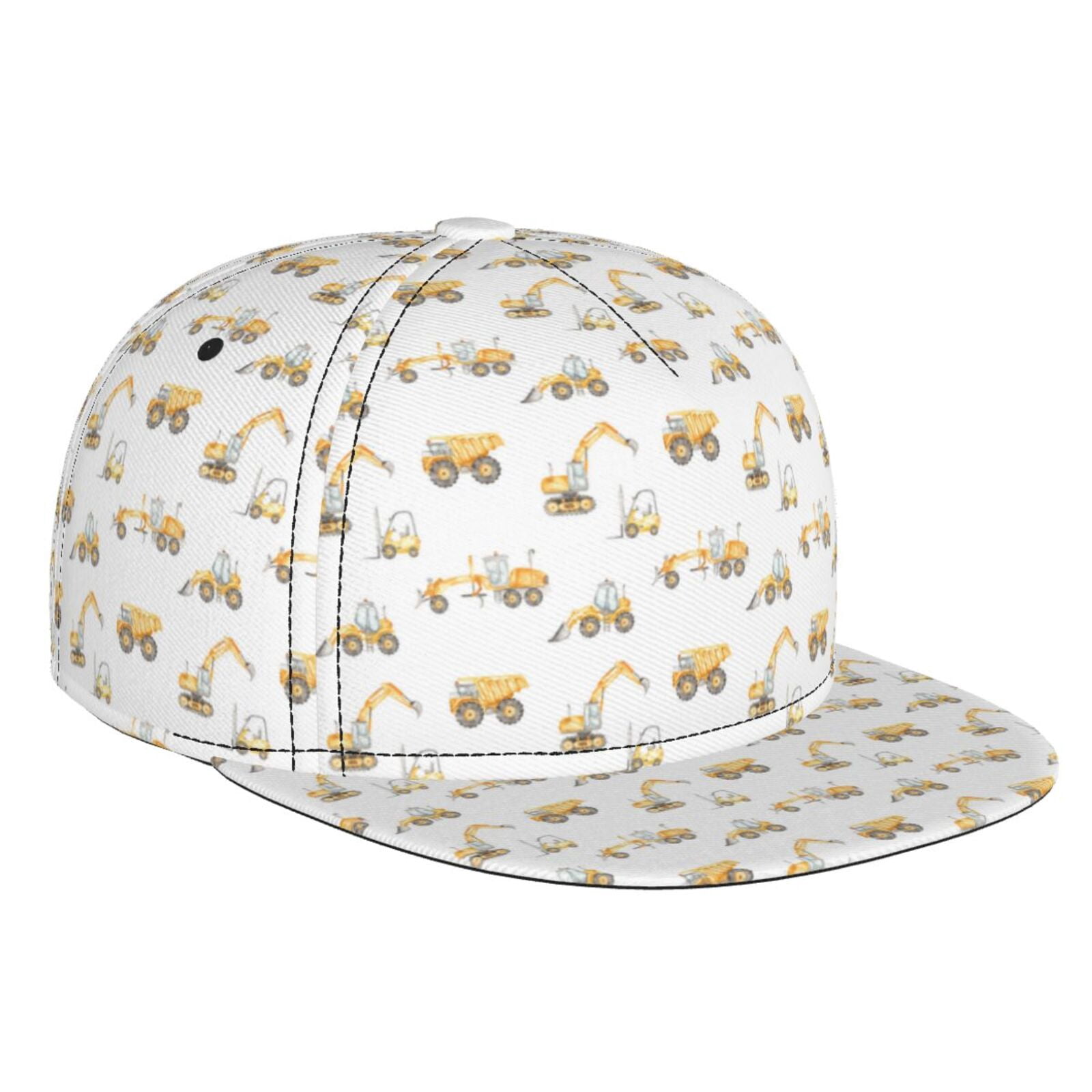 Zufioo Dump Truck Print Flat Brim Baseball Cap, Sun Protection, Sweat ...