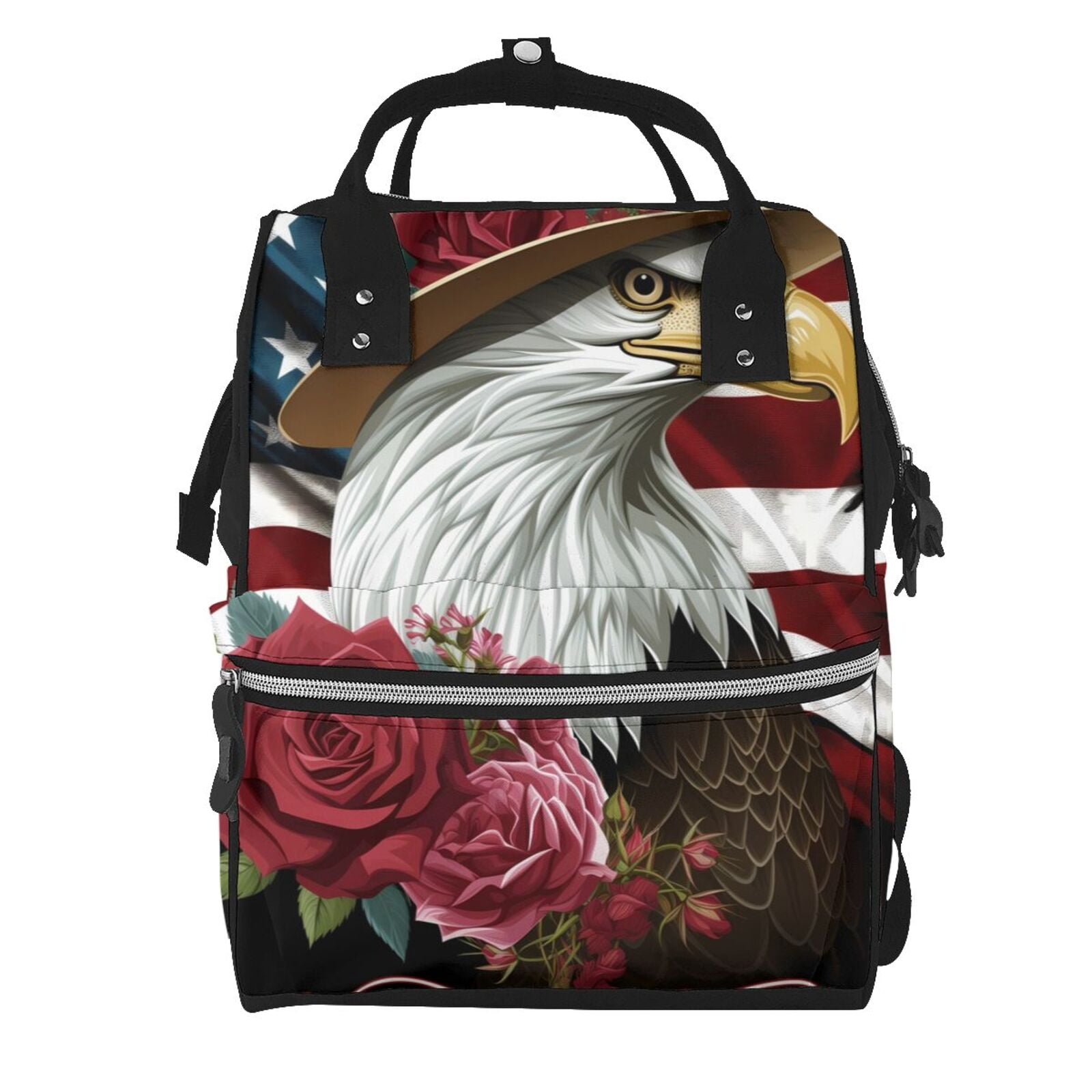 Zufioo Eagle With Hat And Roses Print Large capacity mommy bag, diaper ...