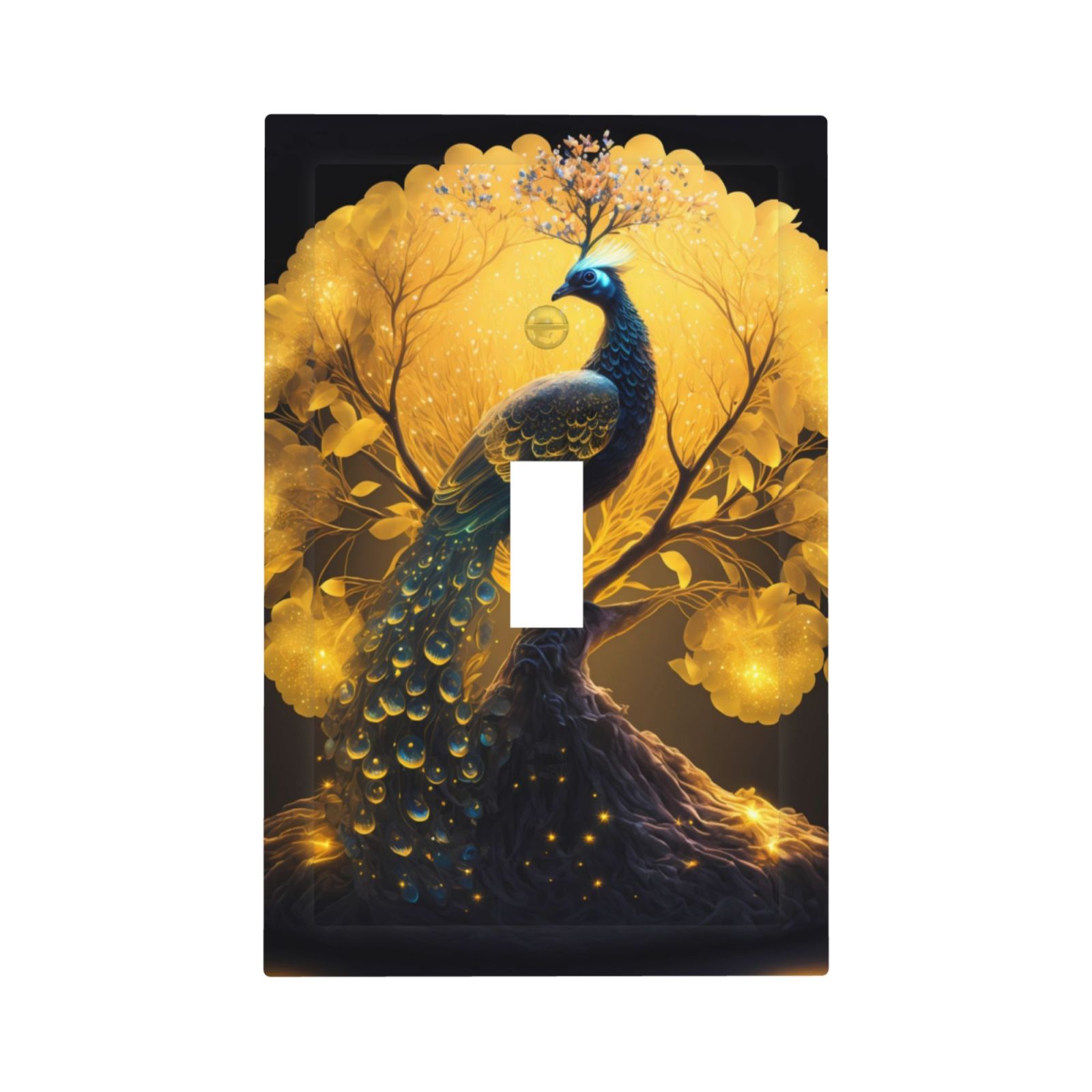 Zufioo Elegant Gold Leaf Peacock Print Switch Wall Plate, Dustproof and ...