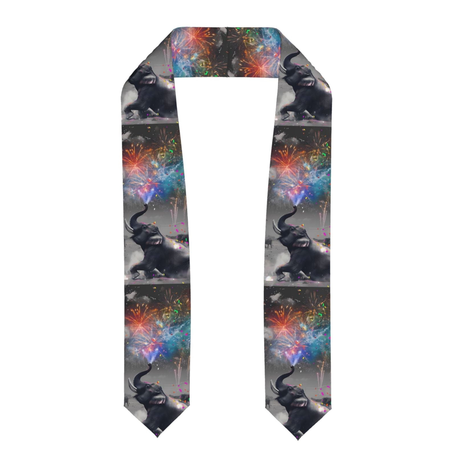 Zufioo Elephant Fireworks Celebration Print Graduation Shawl Ribbon ...