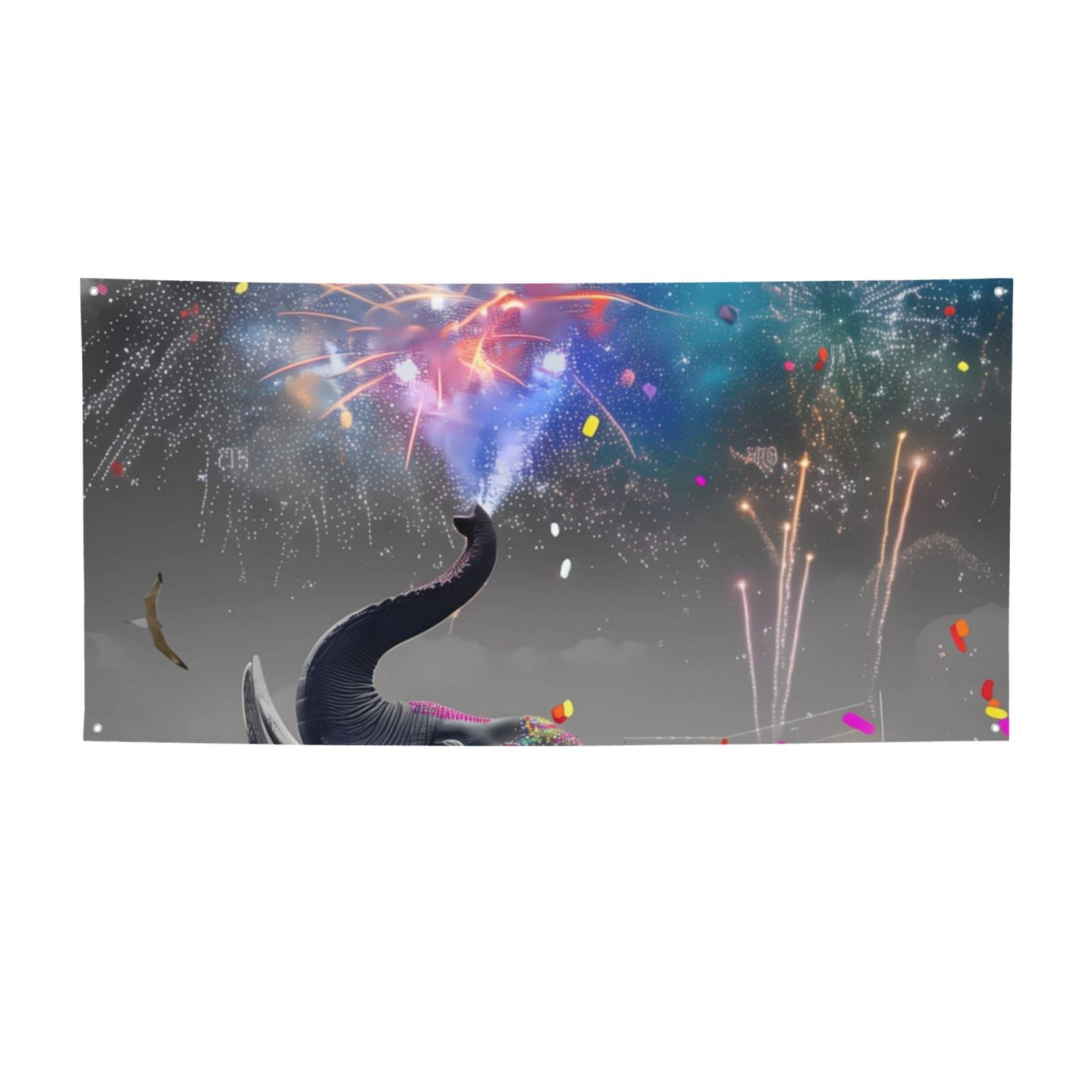 Zufioo Elephant Fireworks Celebration Print Holiday Banners, Party ...