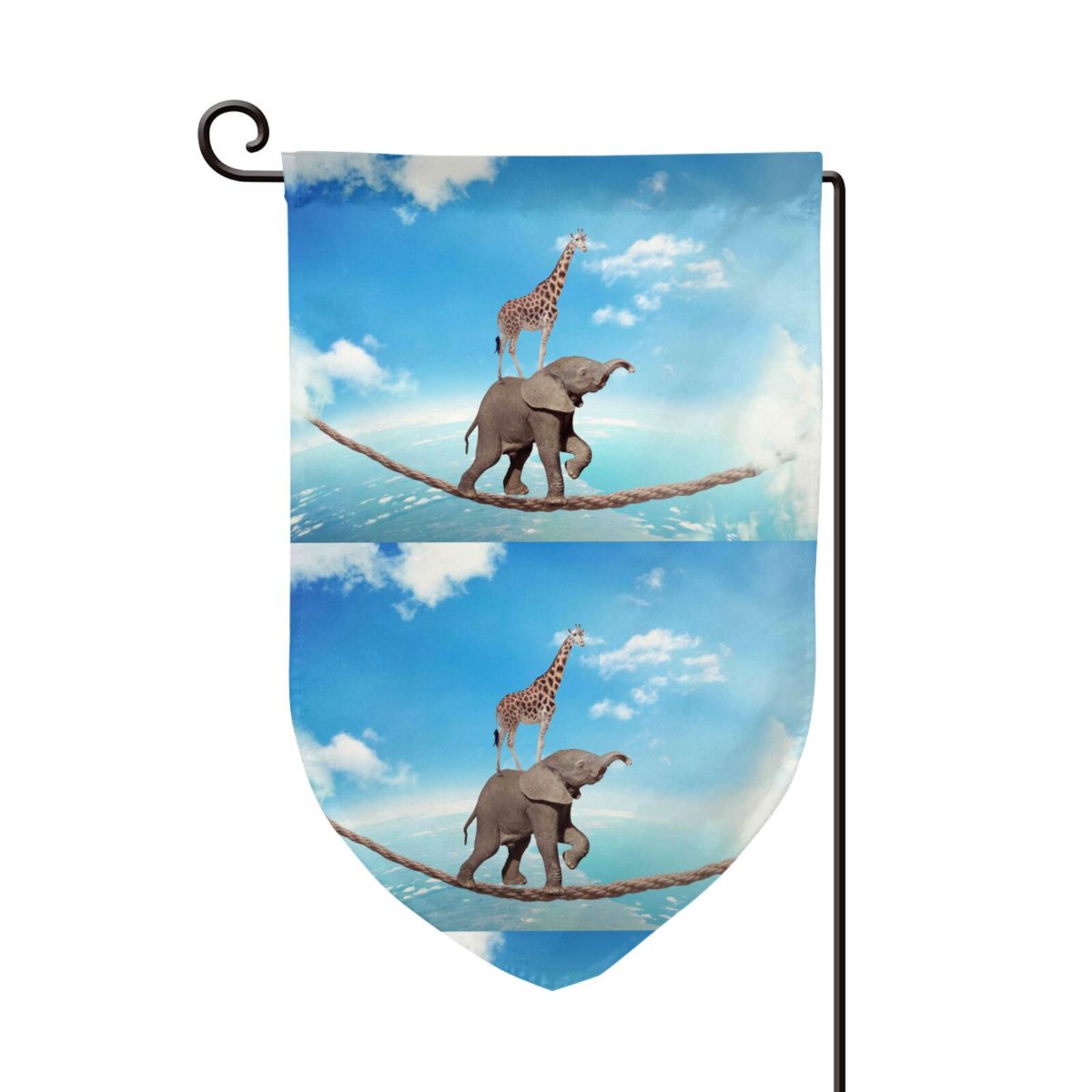 Zufioo Elephant Giraffe Print Garden Decoration Flags, Sun-resistant ...