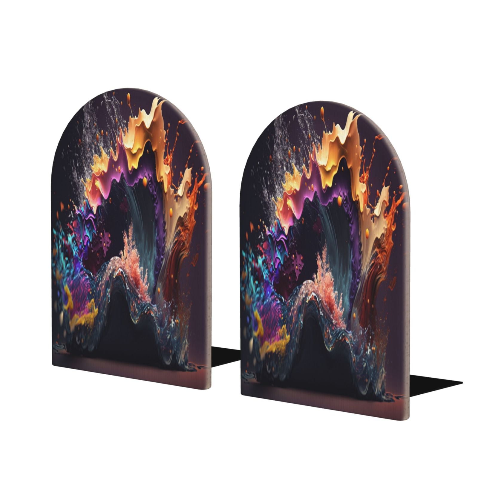 Zufioo Explosive Fluid Splash Art Print Wooden Bookends, Metal ...