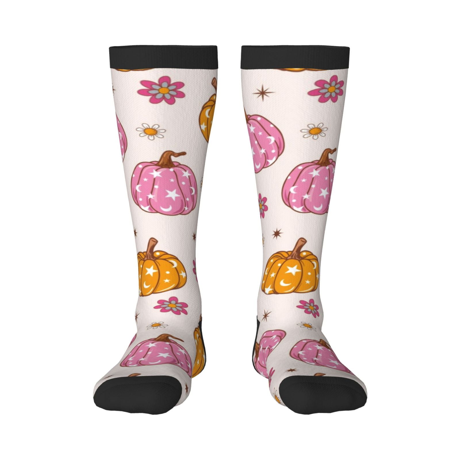 Zufioo Fall 70s Groovy Hippie 1 Print Long High Thigh Socks Knee-High ...