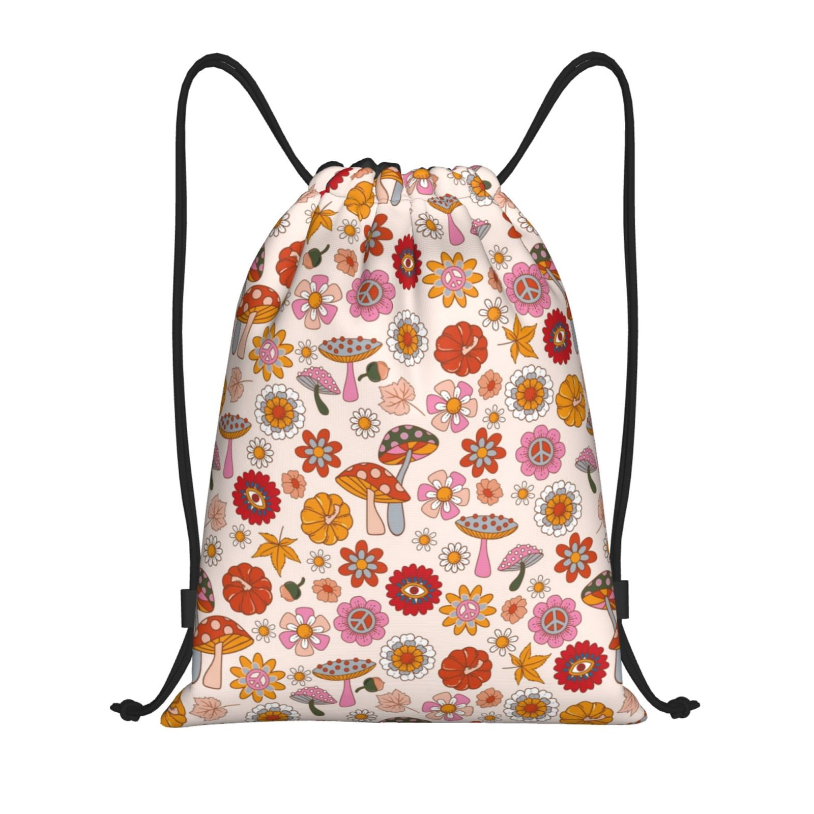 Zufioo Fall 70s Groovy Hippie Sports Cinch Sack Gym String Bags Machine ...