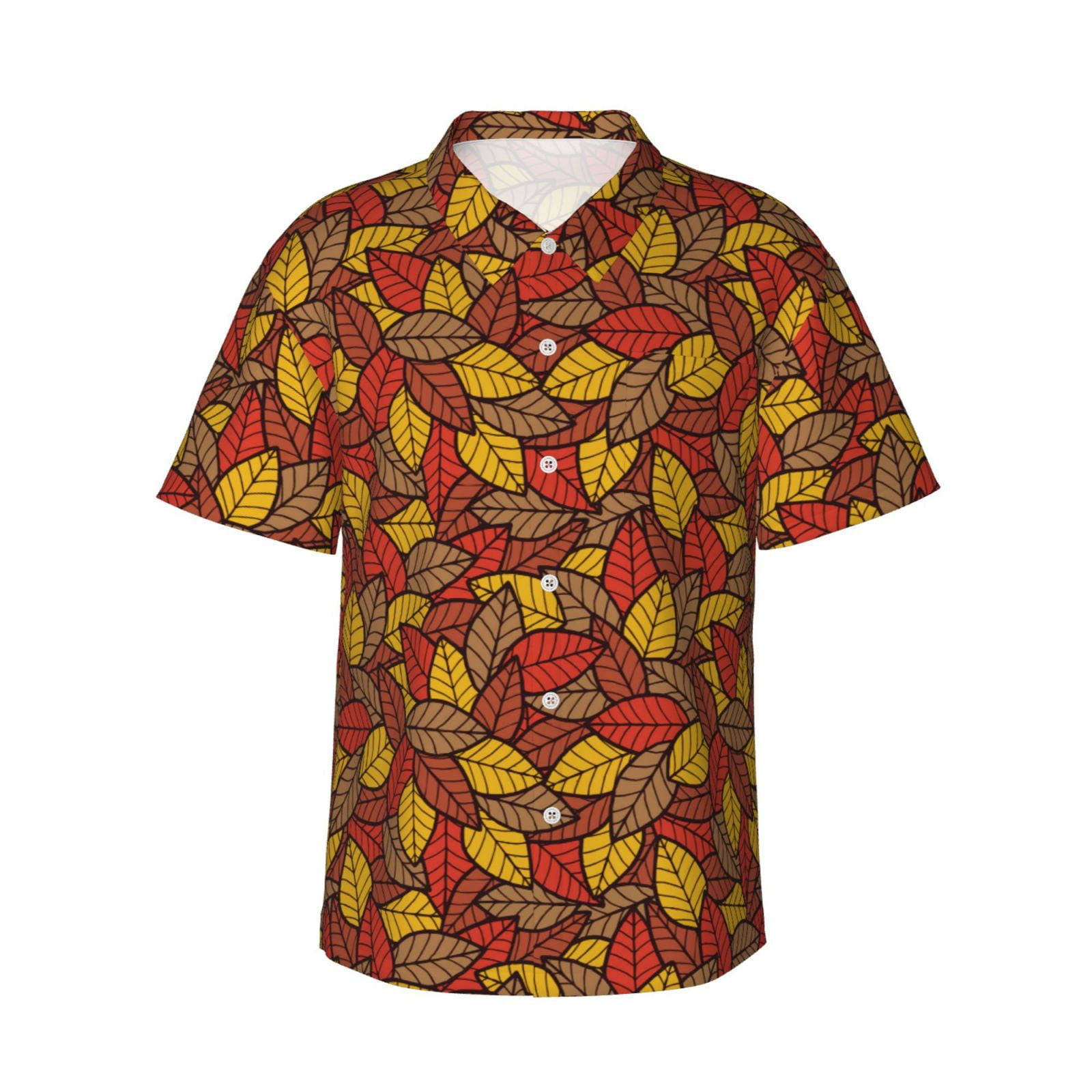 Zufioo Fall Leaves Hawaiian Shirt for Men,Beach Shirts Tropical ...