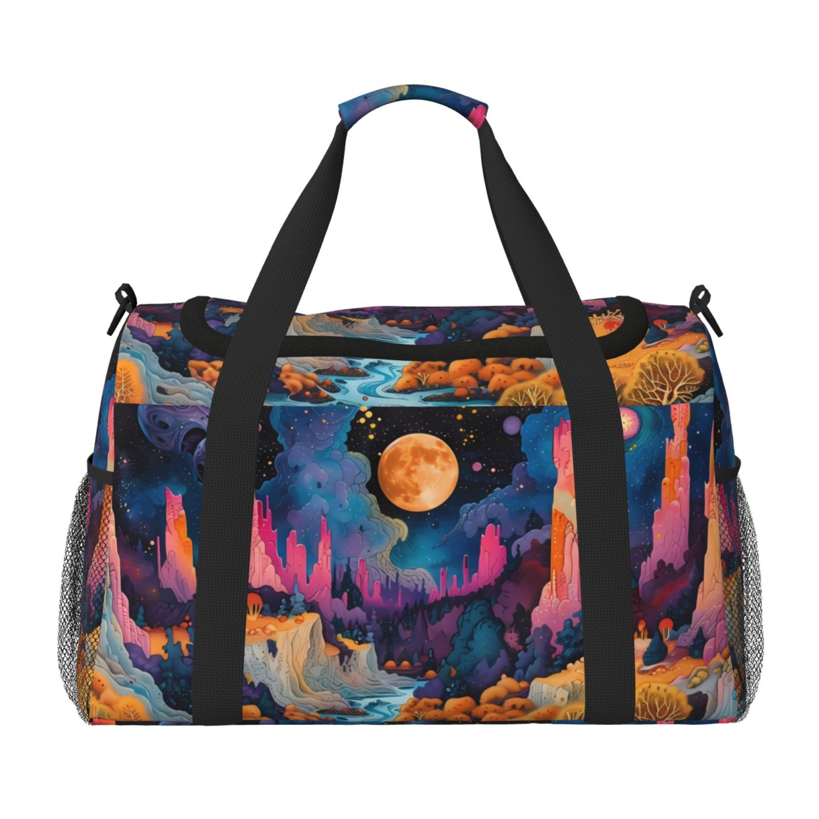 Zufioo Fantasy Cosmic Landscape Print Hand-Held Messenger Travel Bag ...