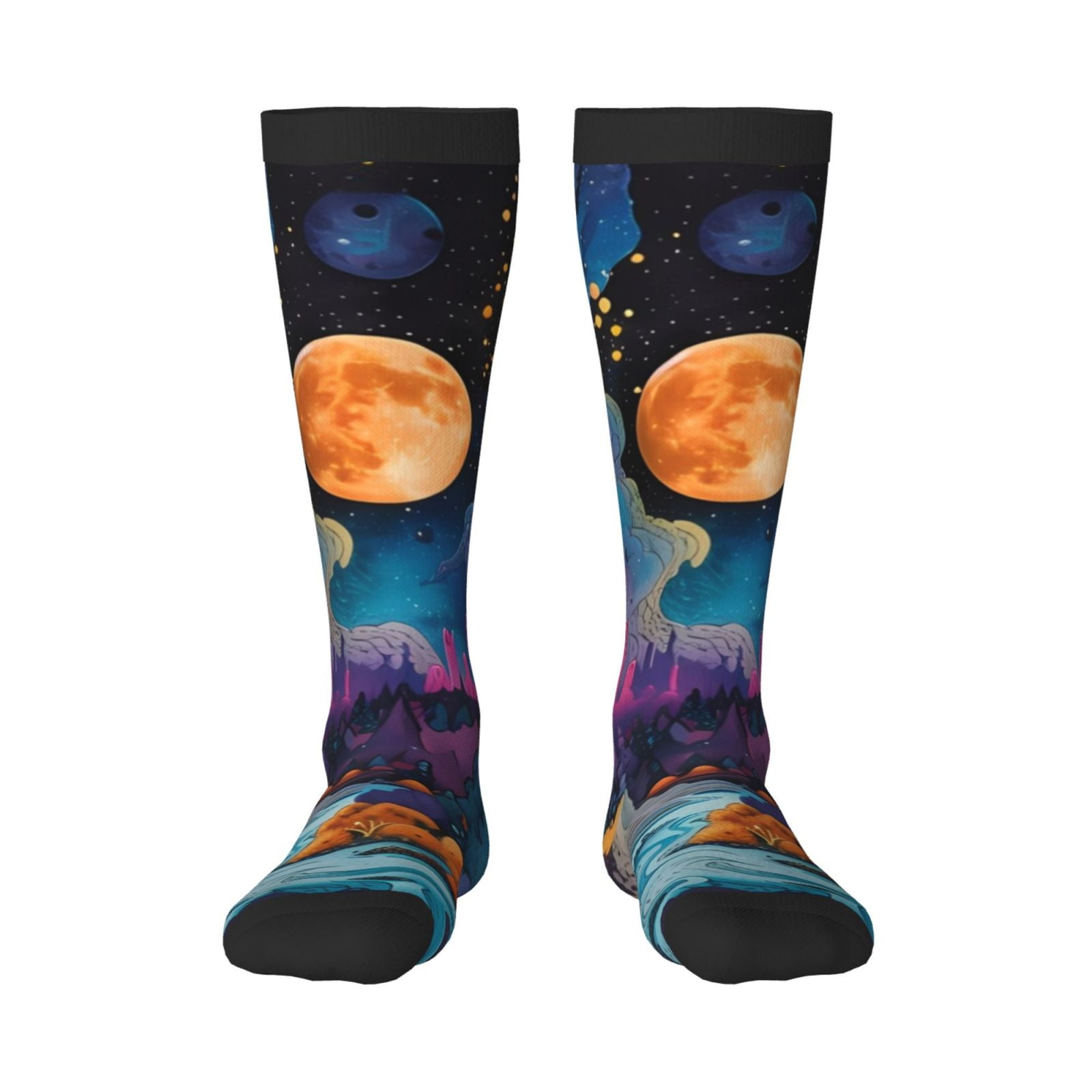 Zufioo Fantasy Cosmic Landscape Print Long High Thigh Socks Knee-High Warm Stocking Women Boot ...