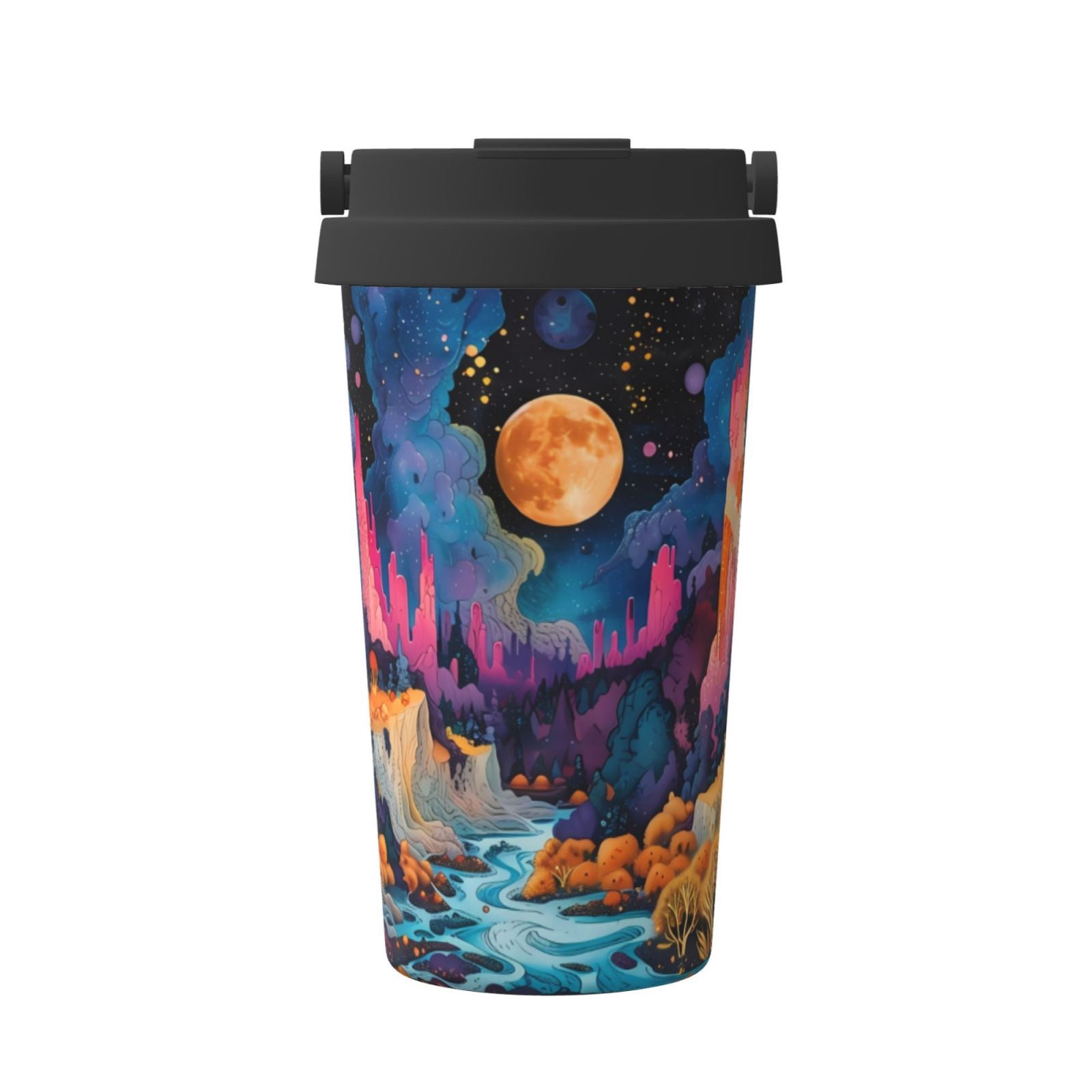 Zufioo Fantasy Cosmic Landscape Print Portable Insulated Coffee Cup ...