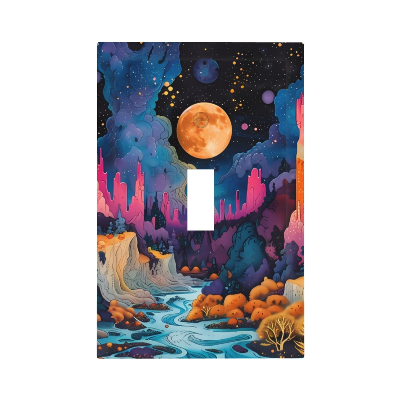 Zufioo Fantasy Cosmic Landscape Print Switch Wall Plate, Dustproof and ...