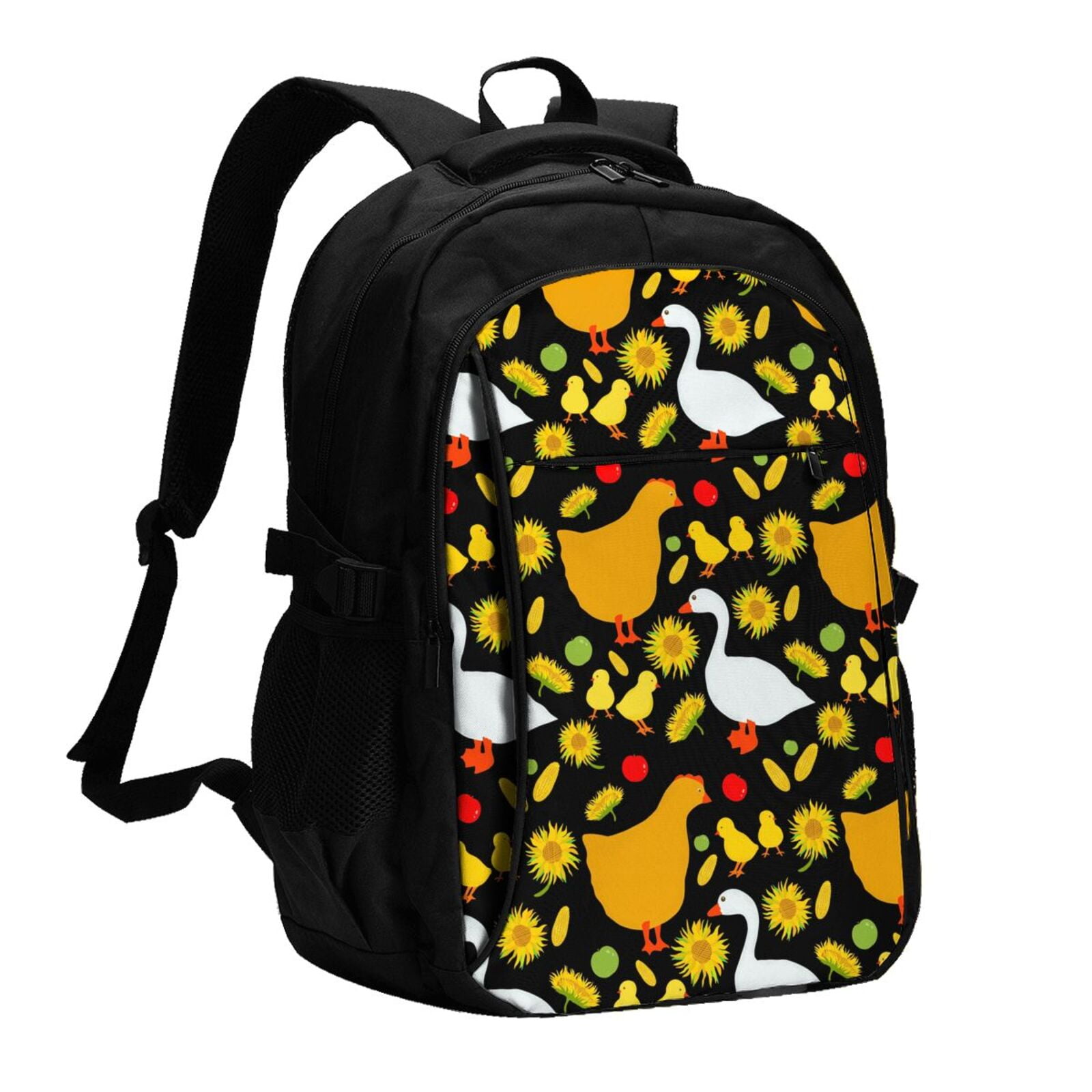 Zufioo Farm Goose Print USB Backpack, Multi-Pocket Design Ergonomic ...