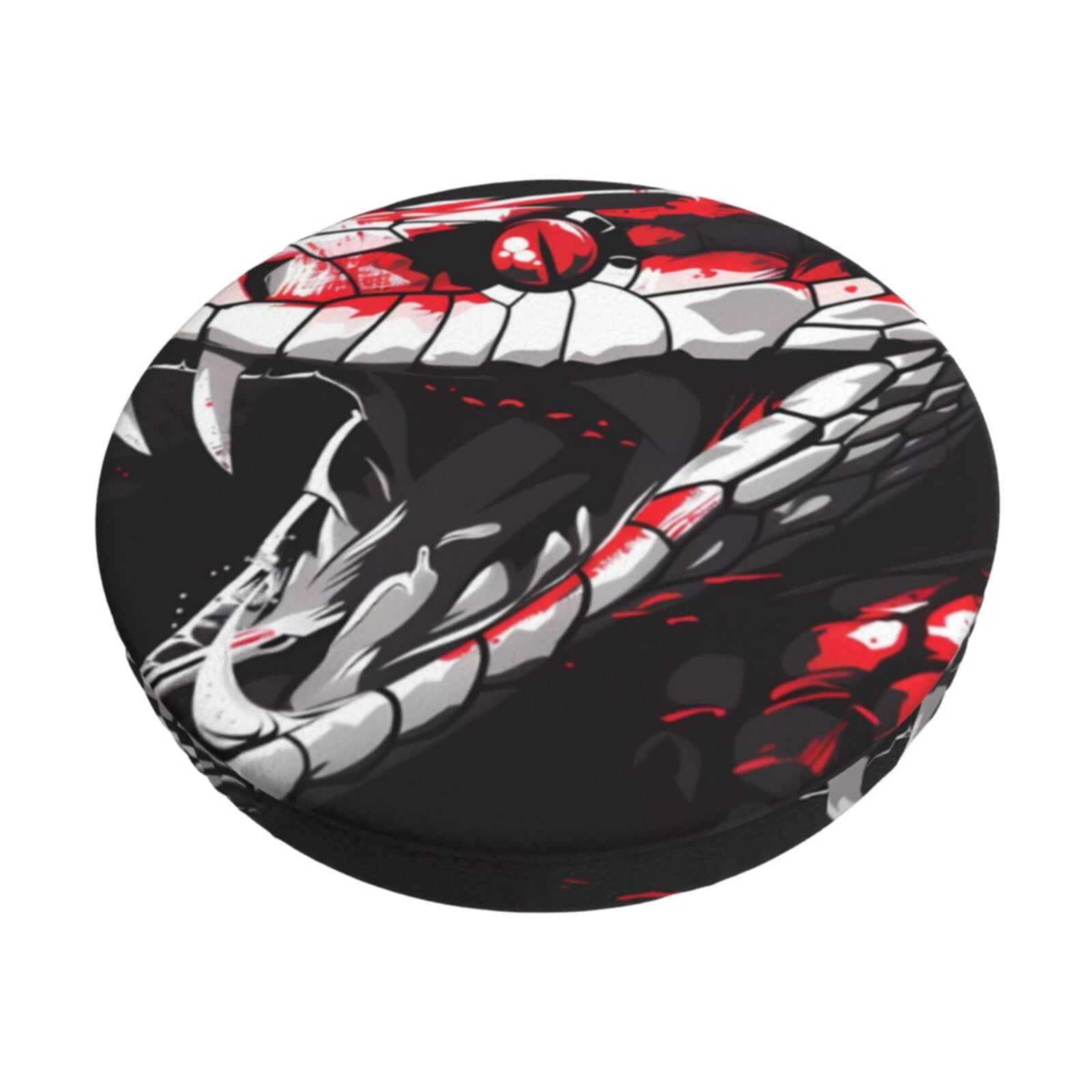 Zufioo Fierce Red Viper Graphic Art Print Round Bar Chair Cushion Cover ...