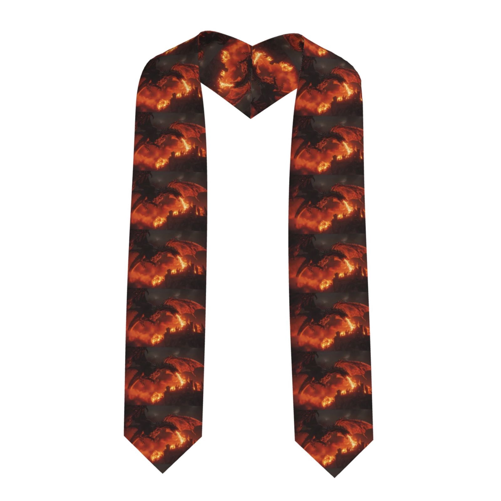 Zufioo Fiery Dragons Castle Attack Print Graduation Shawl Ribbon ...