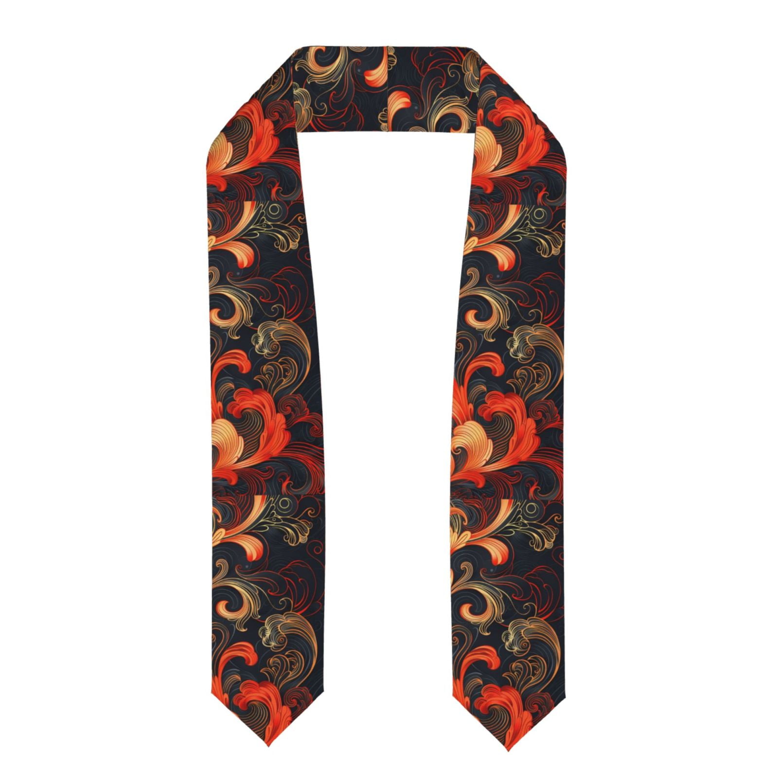 Zufioo Fiery Floral Pattern Print Graduation Shawl Ribbon, Graduation ...