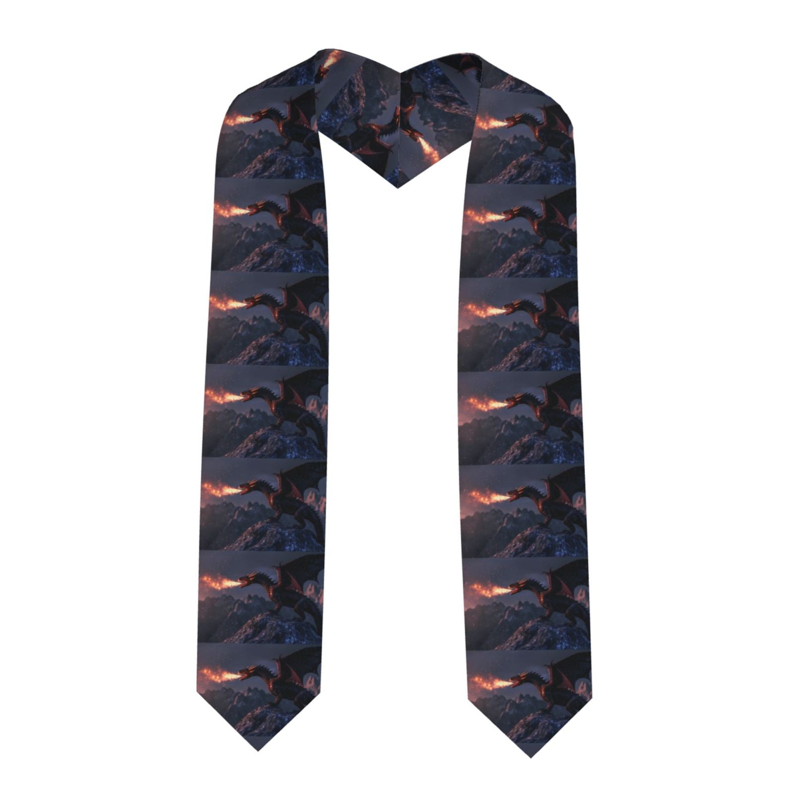 Zufioo Fire Breathing Dragon Twilight Print Graduation Shawl Ribbon ...