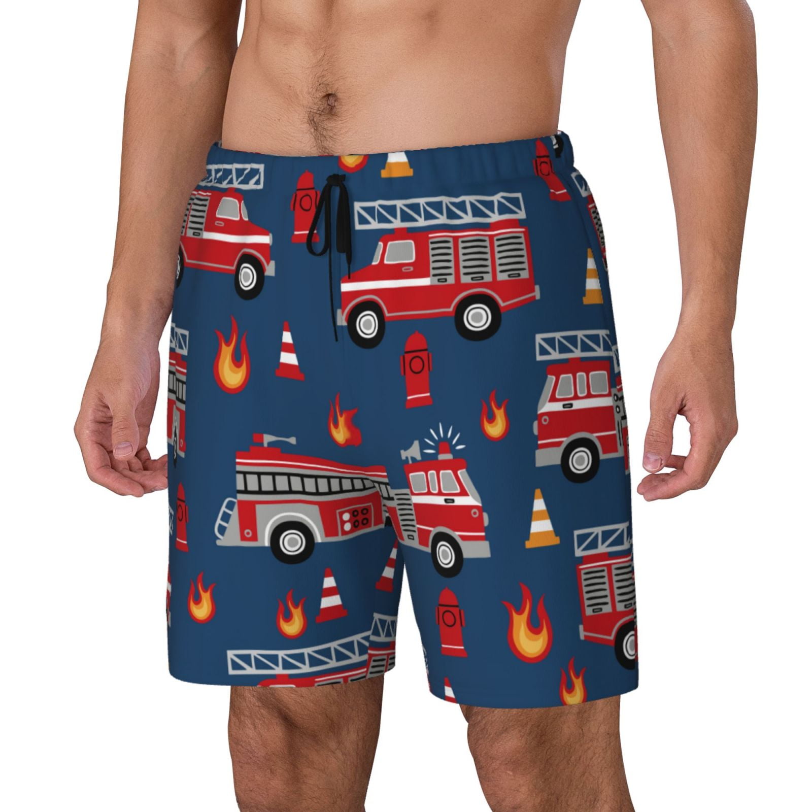 Zufioo Fire Truck 1 Mens Swimsuit Trunks with Compression Liner,Quick ...