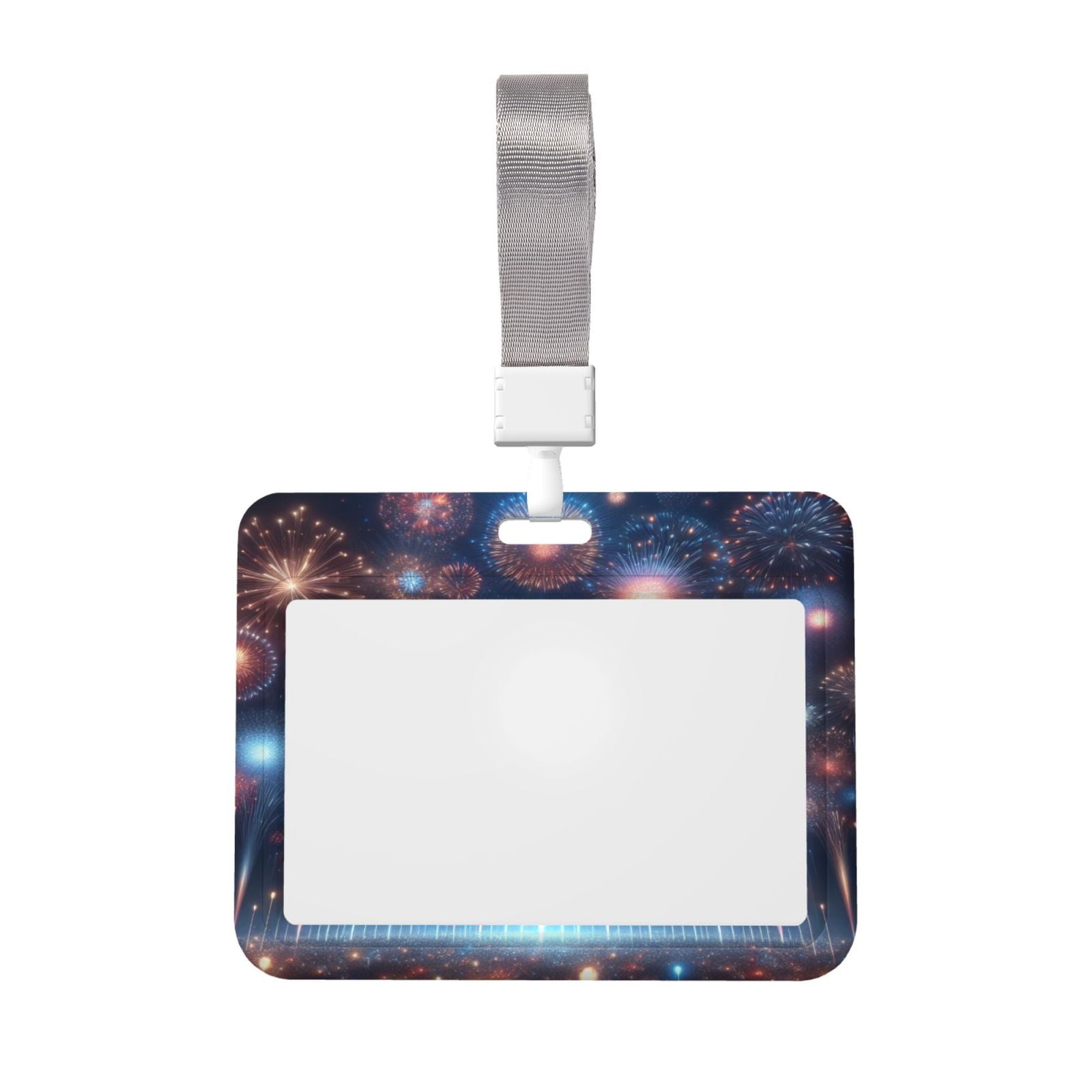 Zufioo Fireworks1 Print Work Badge Protective Case, Waterproof Lanyard ...