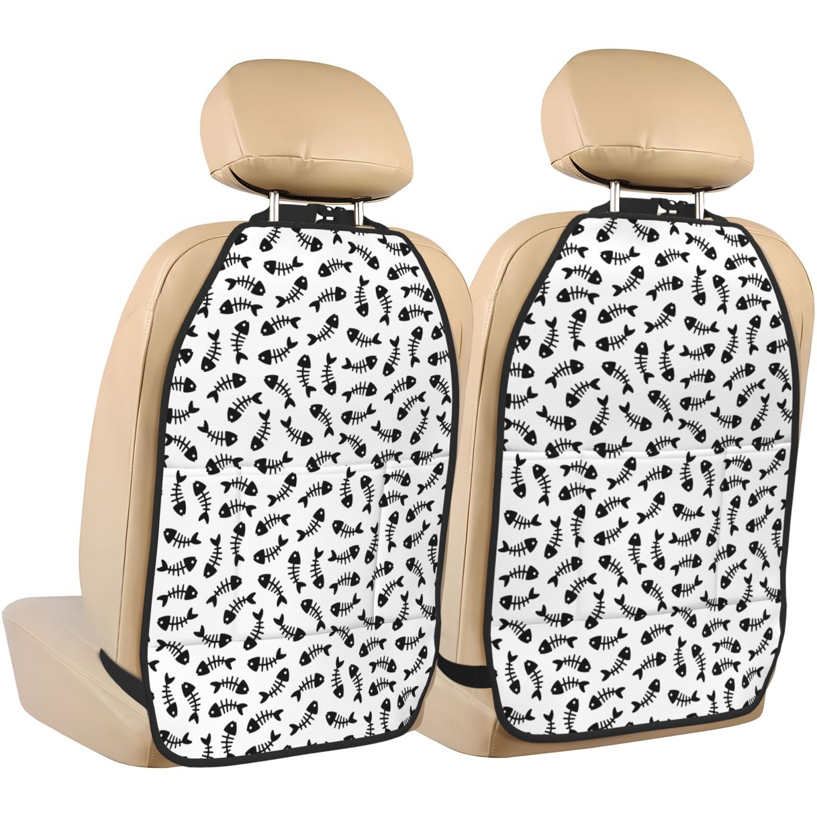 Zufioo Fish Bone for Car Seat Kick-Proof Storage Pads 2 Pack, Anti ...