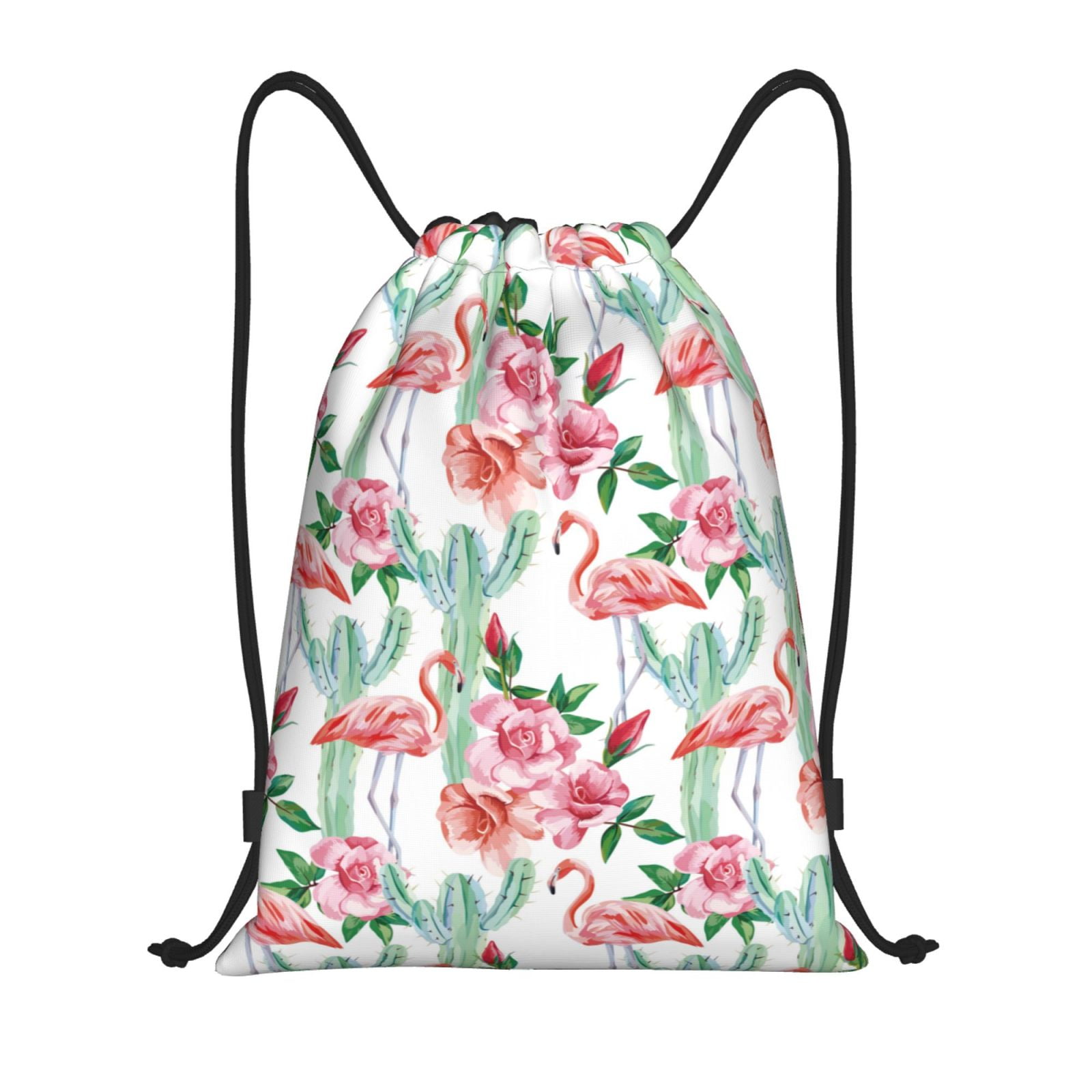 Zufioo Flamingo Flower Sports Cinch Sack Gym String Bags Machine ...