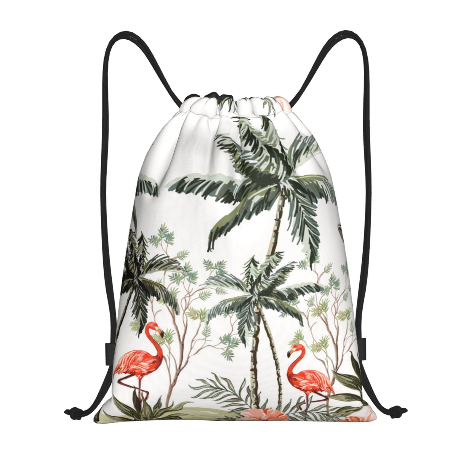 Zufioo Flamingo Palm Trees Sports Cinch Sack Gym String Bags Machine ...