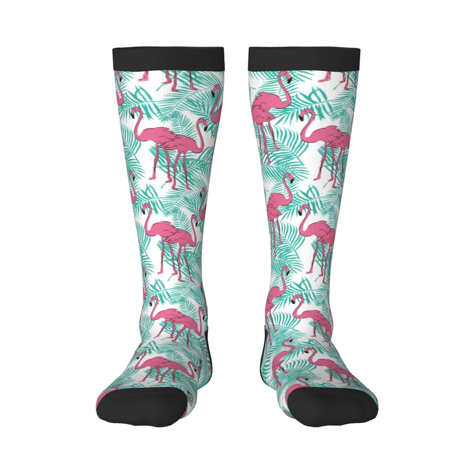 Zufioo Flamingo Print Long High Thigh Socks Knee-High Warm Stocking ...