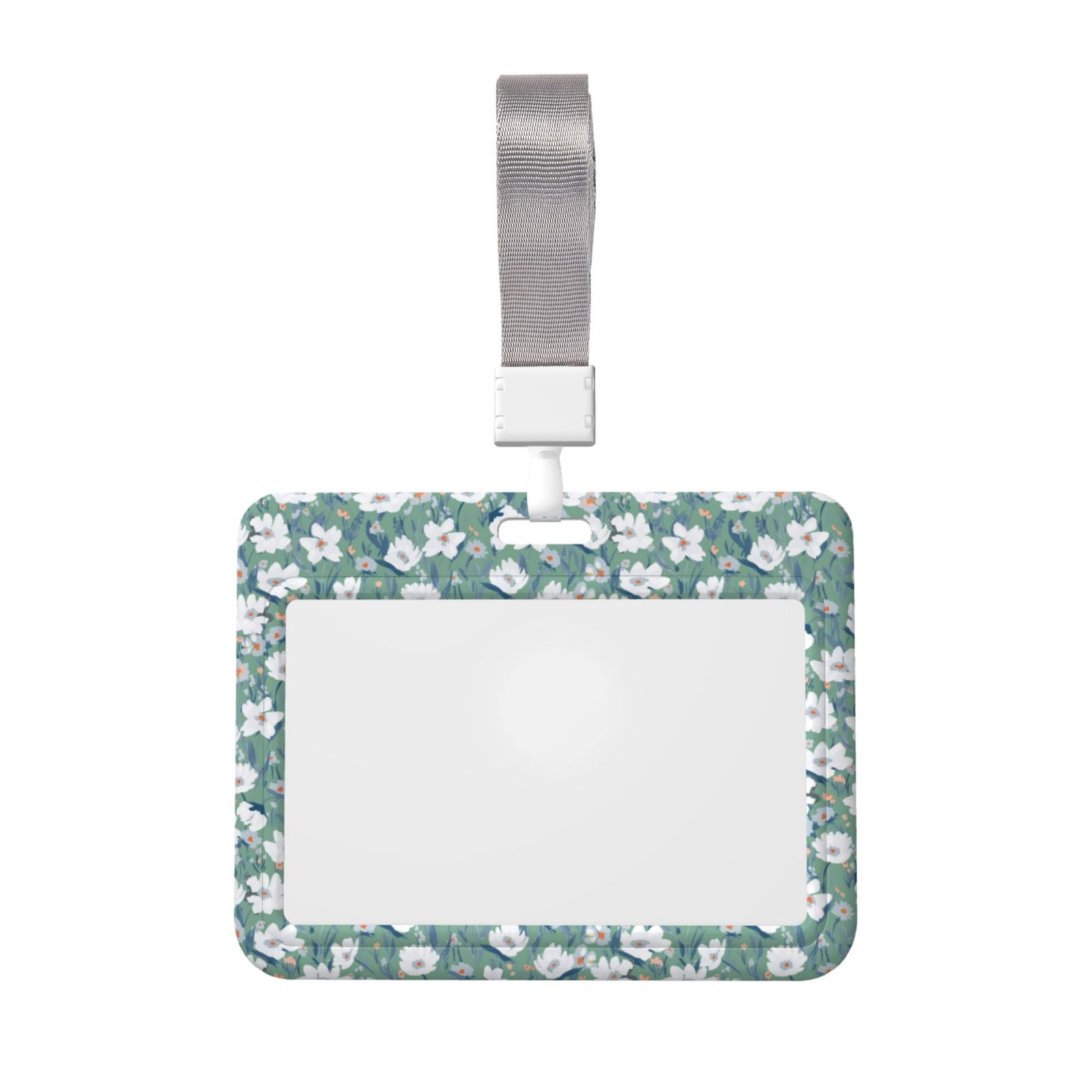 Zufioo Floral Print Work Badge Protective Case, Waterproof Lanyard ...