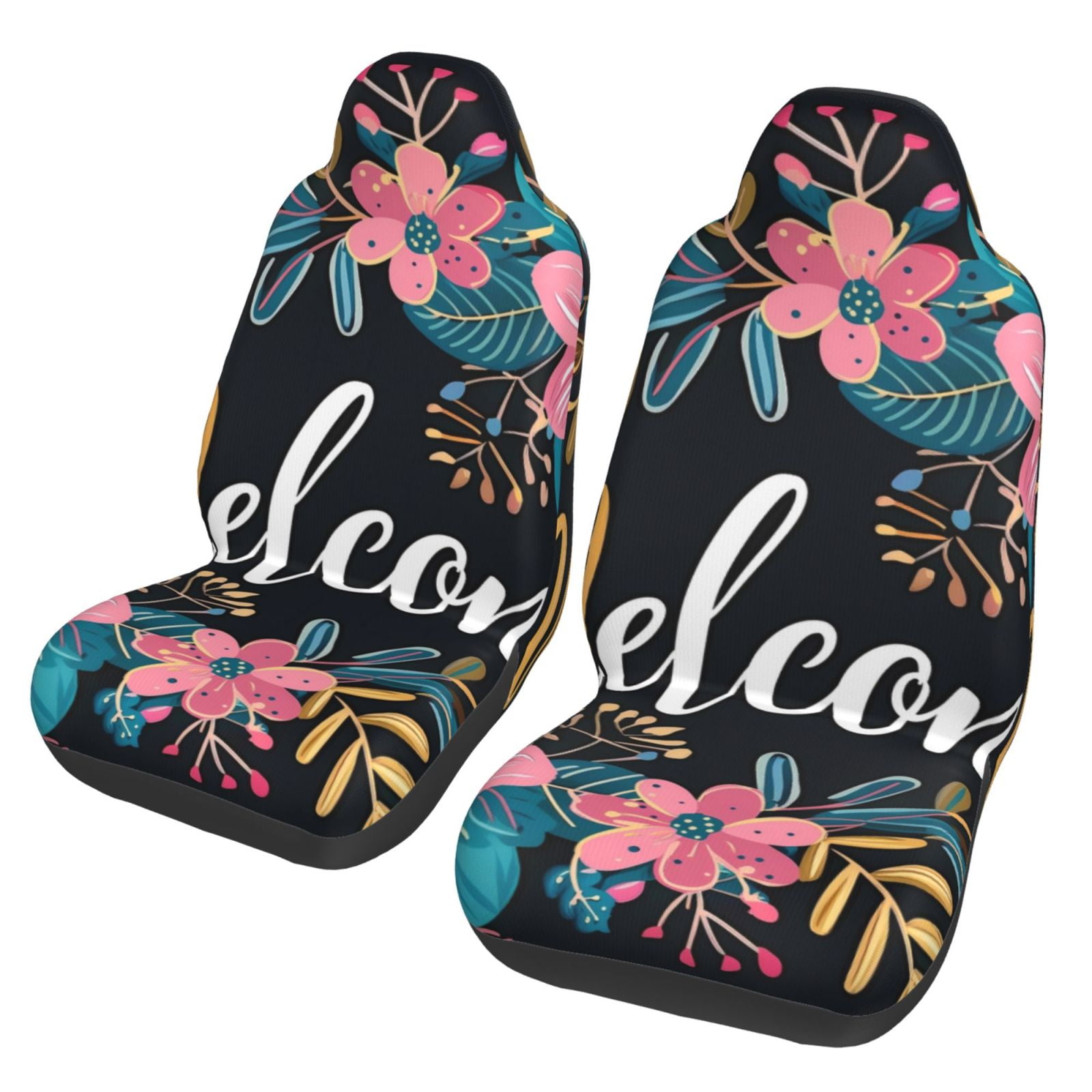 Zufioo Floral Welcome Sign Full Set Car Seat Covers with Soft Padding ...