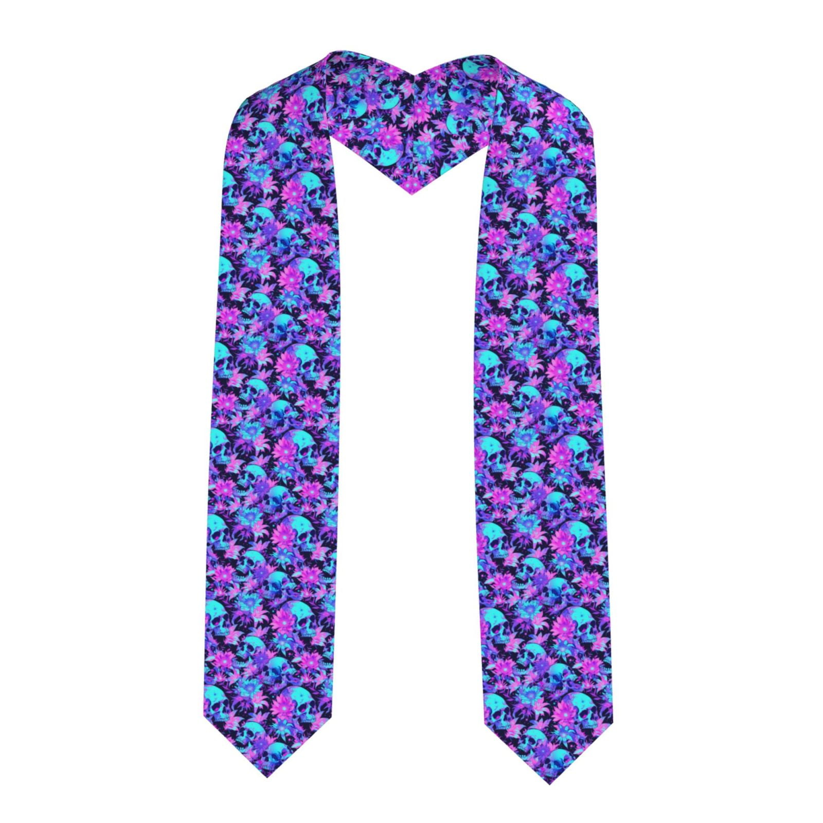 Zufioo Flower Happy Skull Print Graduation Shawl Ribbon, Graduation ...