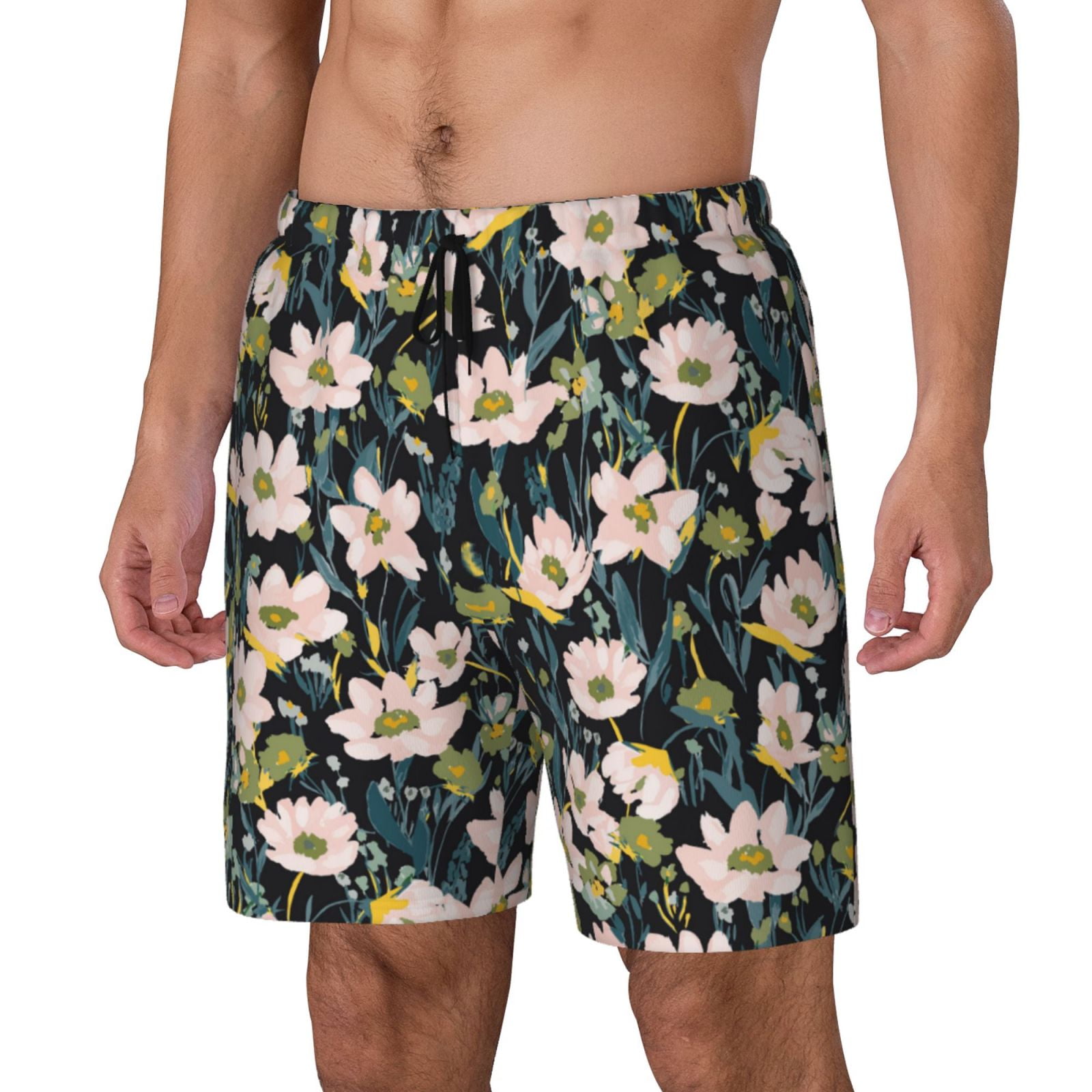 Zufioo Flowers Mens Swimsuit Trunks with Compression Liner,Quick Dry ...