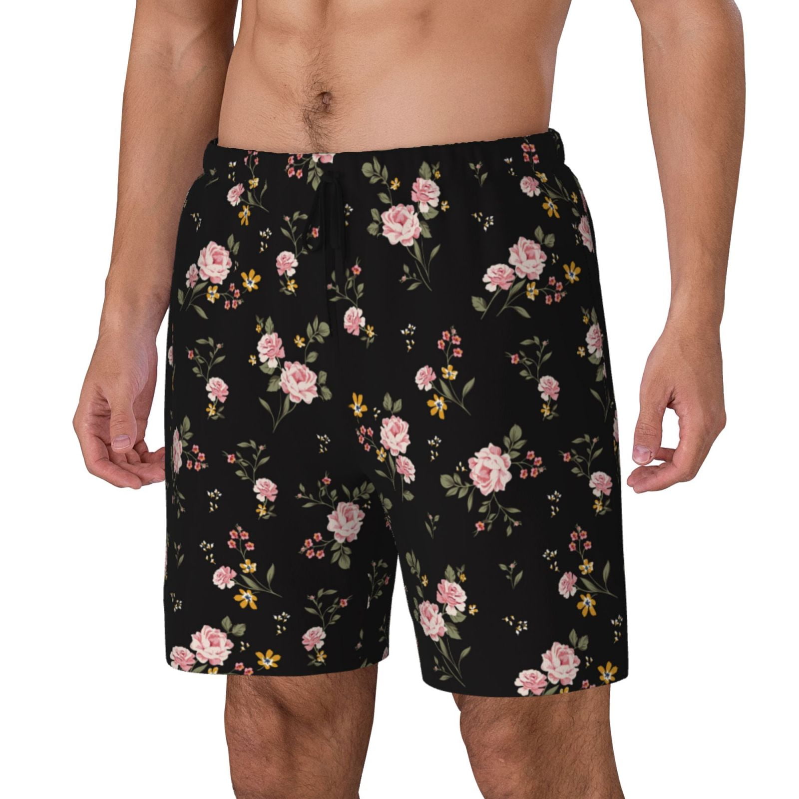 Zufioo Flowers Mens Swimsuit Trunks with Compression Liner,Quick Dry ...