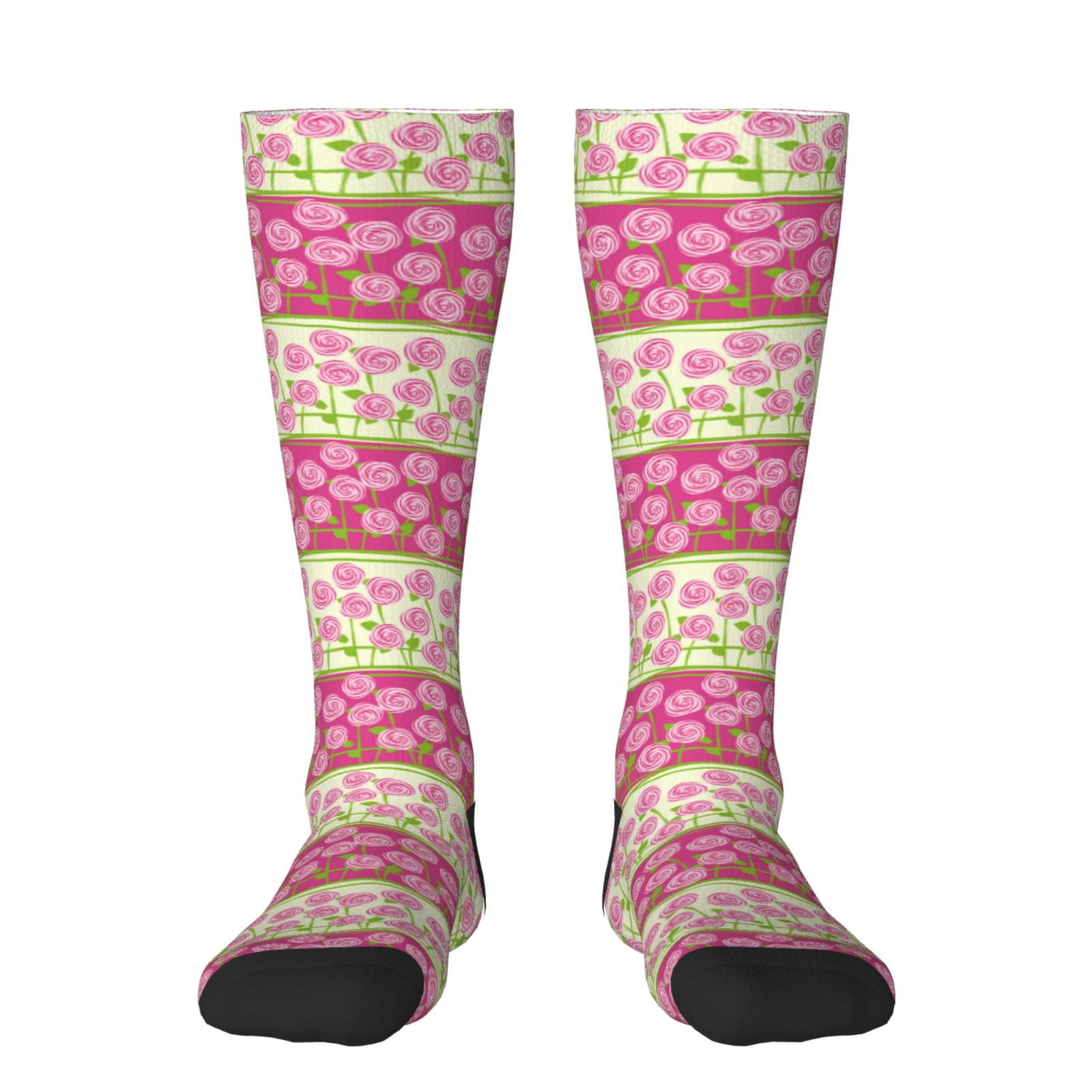 Zufioo Flowers Print Long High Thigh Socks Knee-High Warm Stocking ...