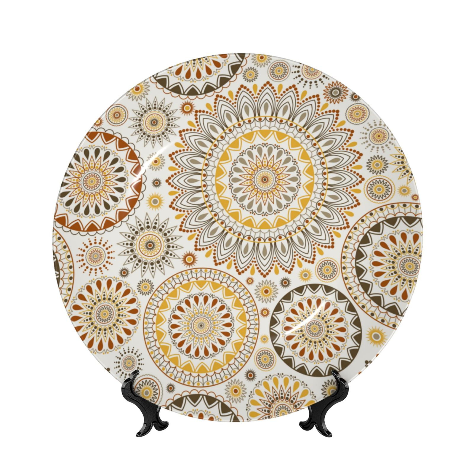Zufioo Flowers and Leaves Print Bone China Decorative Plate, Ceramic ...