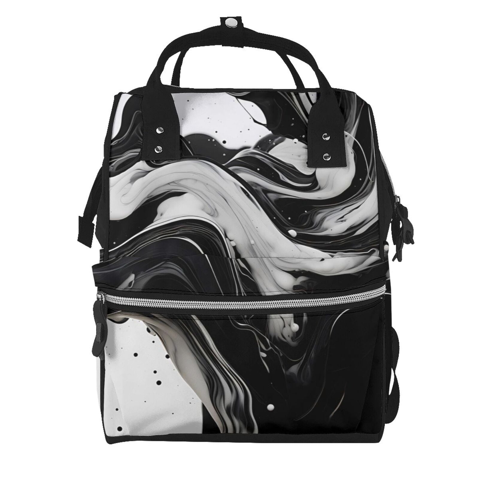 Zufioo Fluid Black White Paint Swirls Print Large capacity mommy bag ...