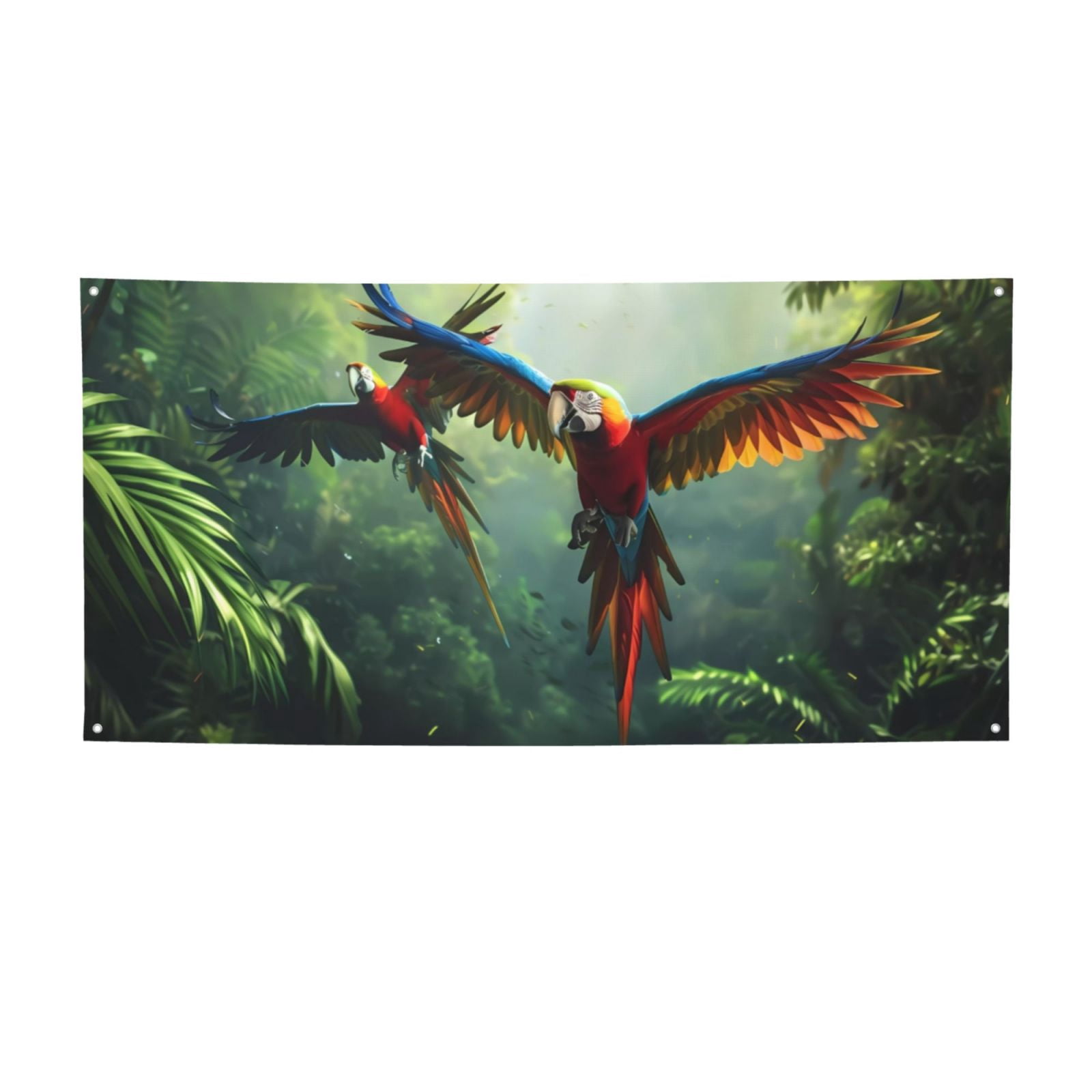 Zufioo Flying Parrots In Jungle Print Holiday Banners, Party Banners ...