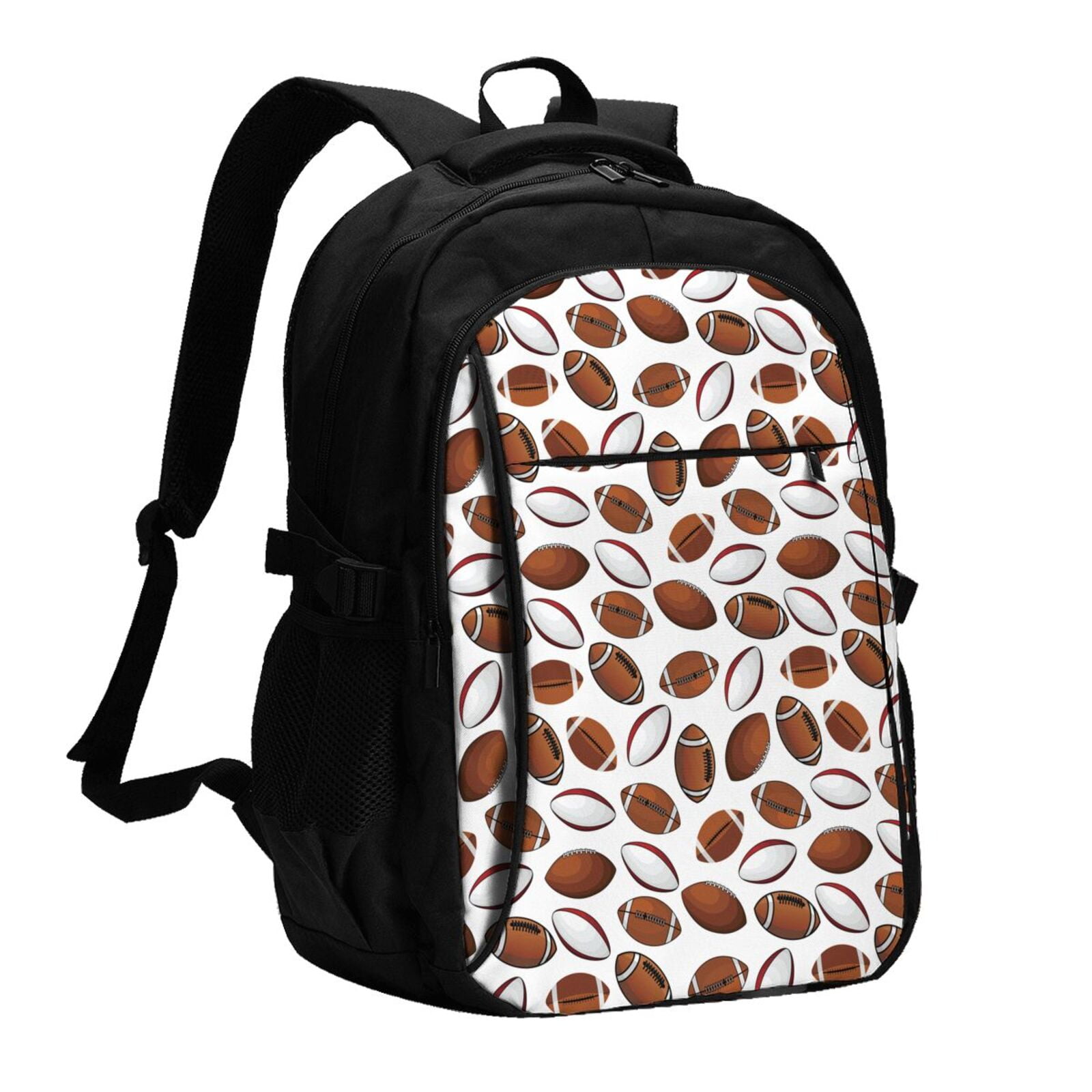 Zufioo Football Print USB Backpack, Multi-Pocket Design Ergonomic ...