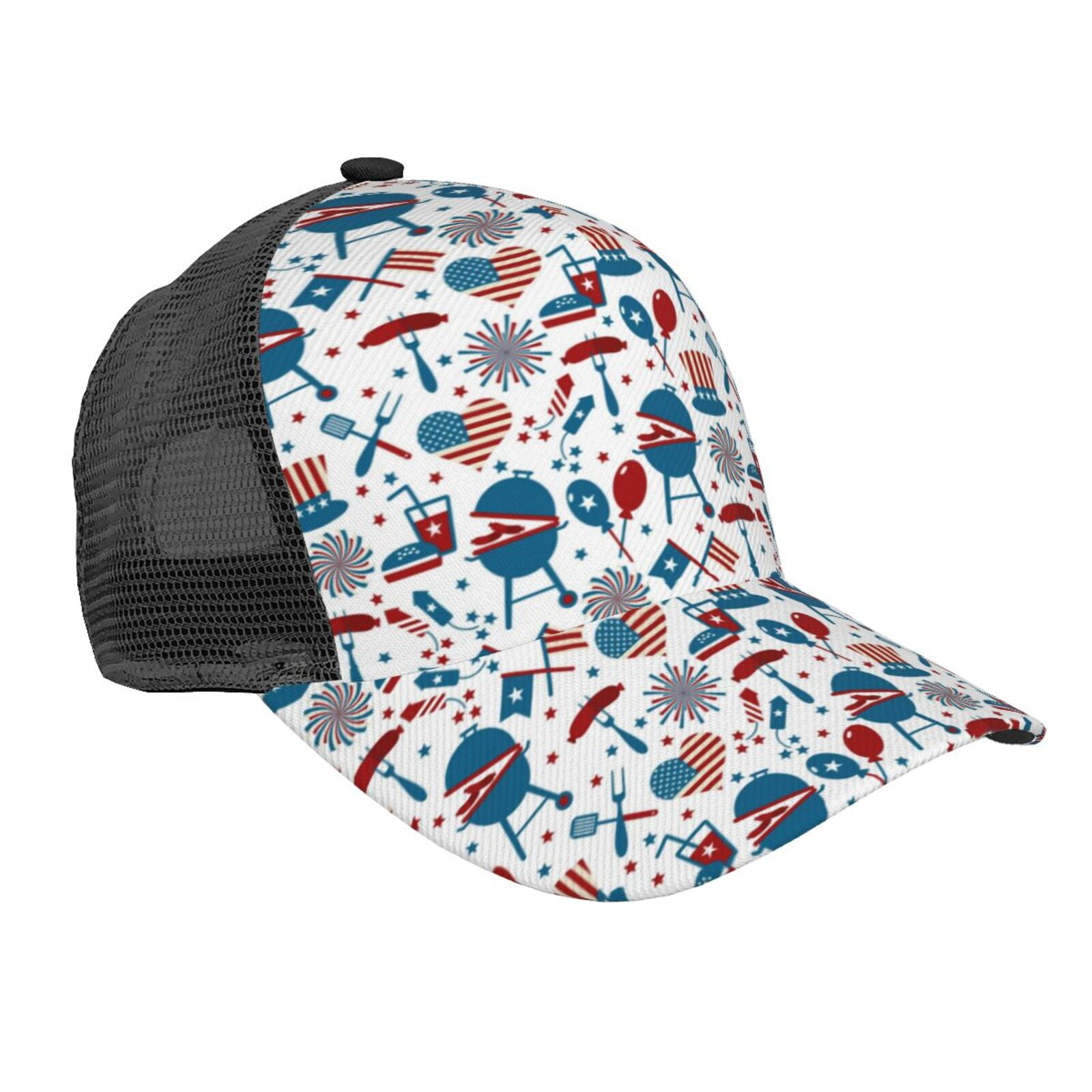 Zufioo Fourth Of July Party Print Mesh Baseball Cap, Adjustable Sport ...