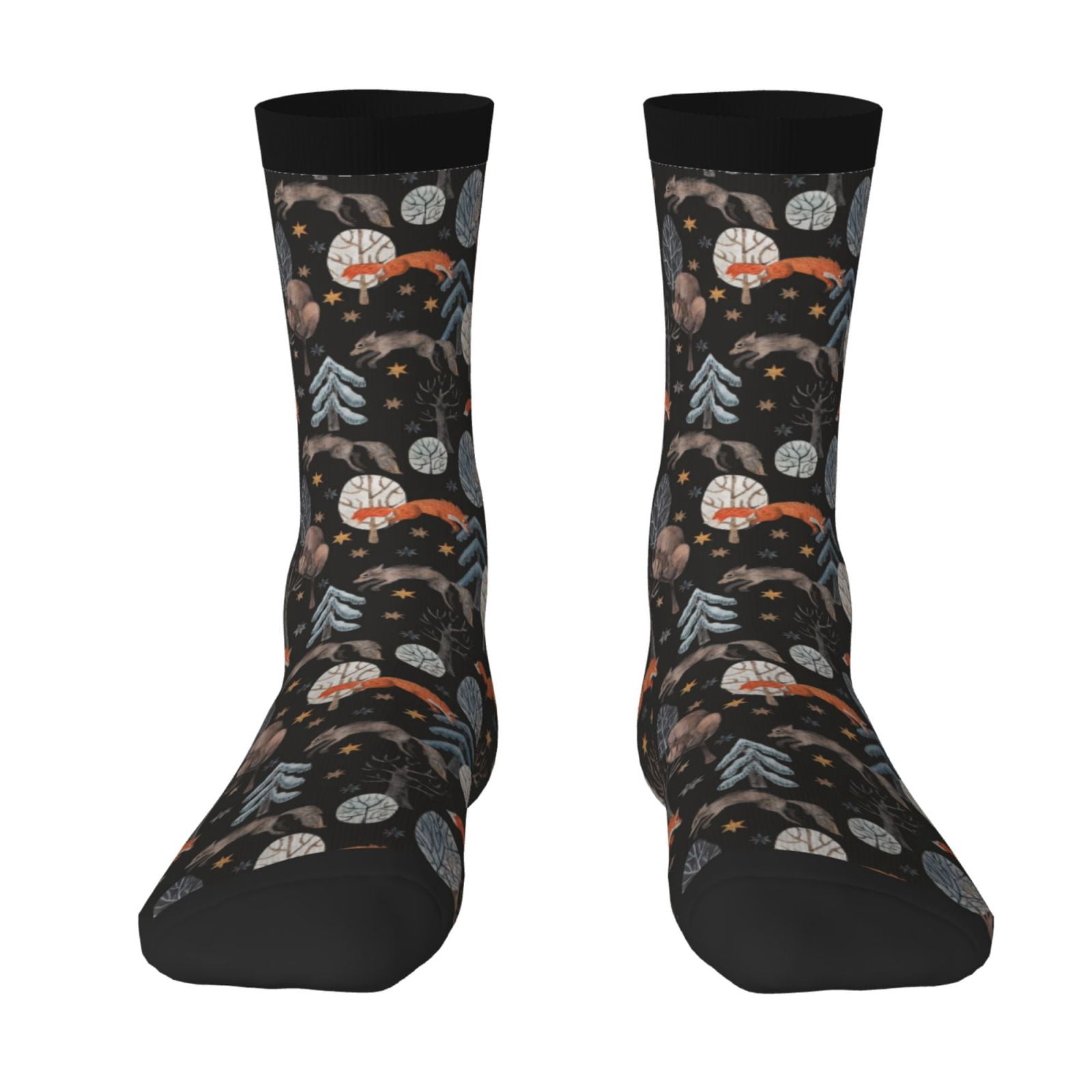 Zufioo Fox In The Forest Print Thigh High Socks,Knee High Socks For ...