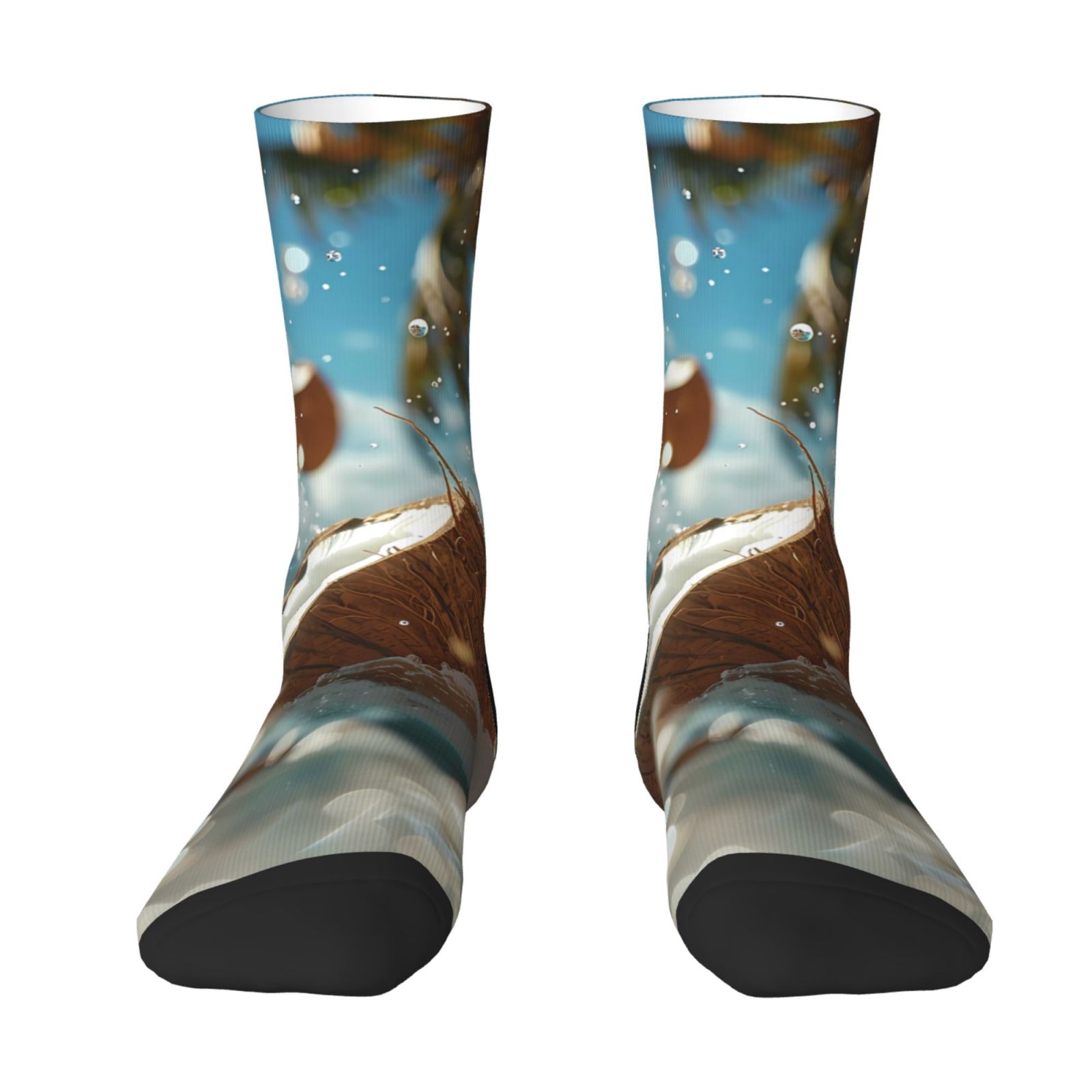 Zufioo Fresh Coconut Splash Print Thigh High Socks,Knee High Socks For ...
