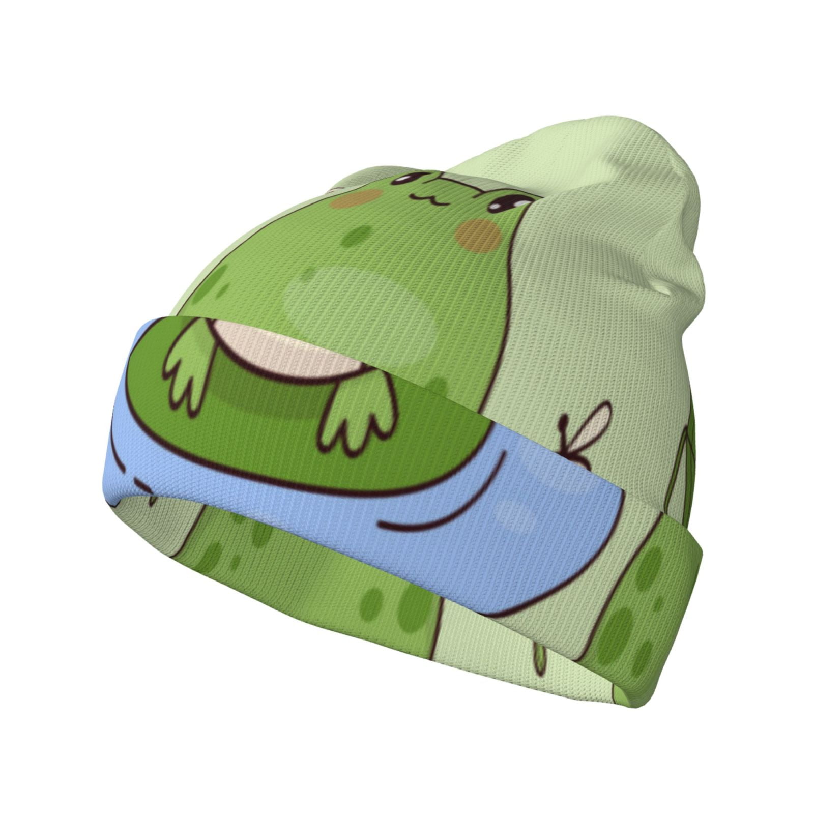 Zufioo Frog Amanita Mushroom Print Adult Knitted Hat, Unisex Cuffed ...