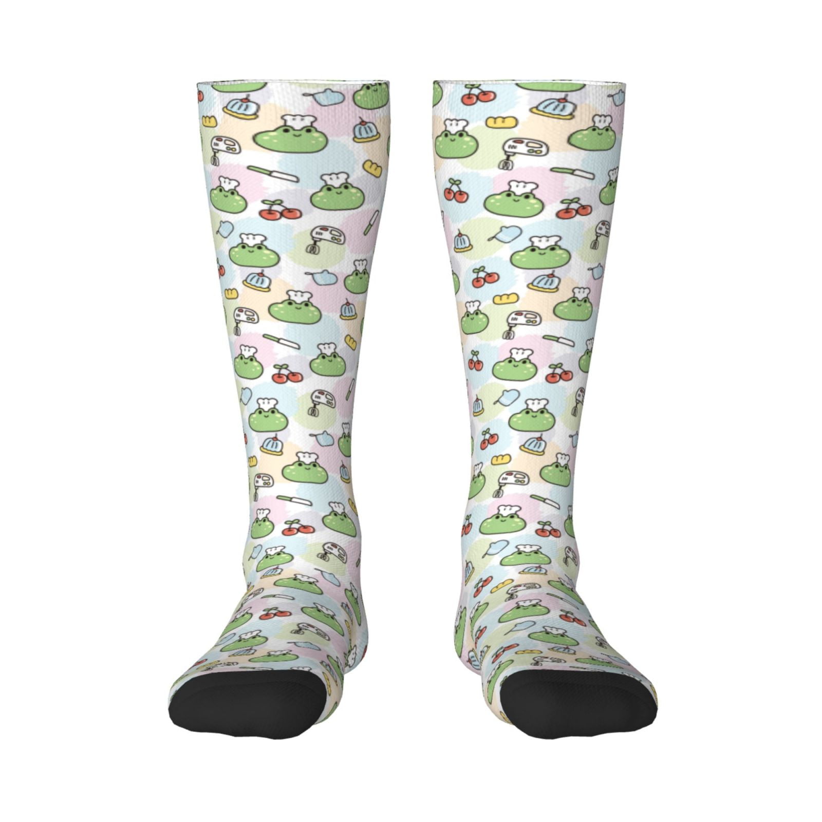 Zufioo Frog Wear Chef Hat Print Long High Thigh Socks Knee-High Warm ...