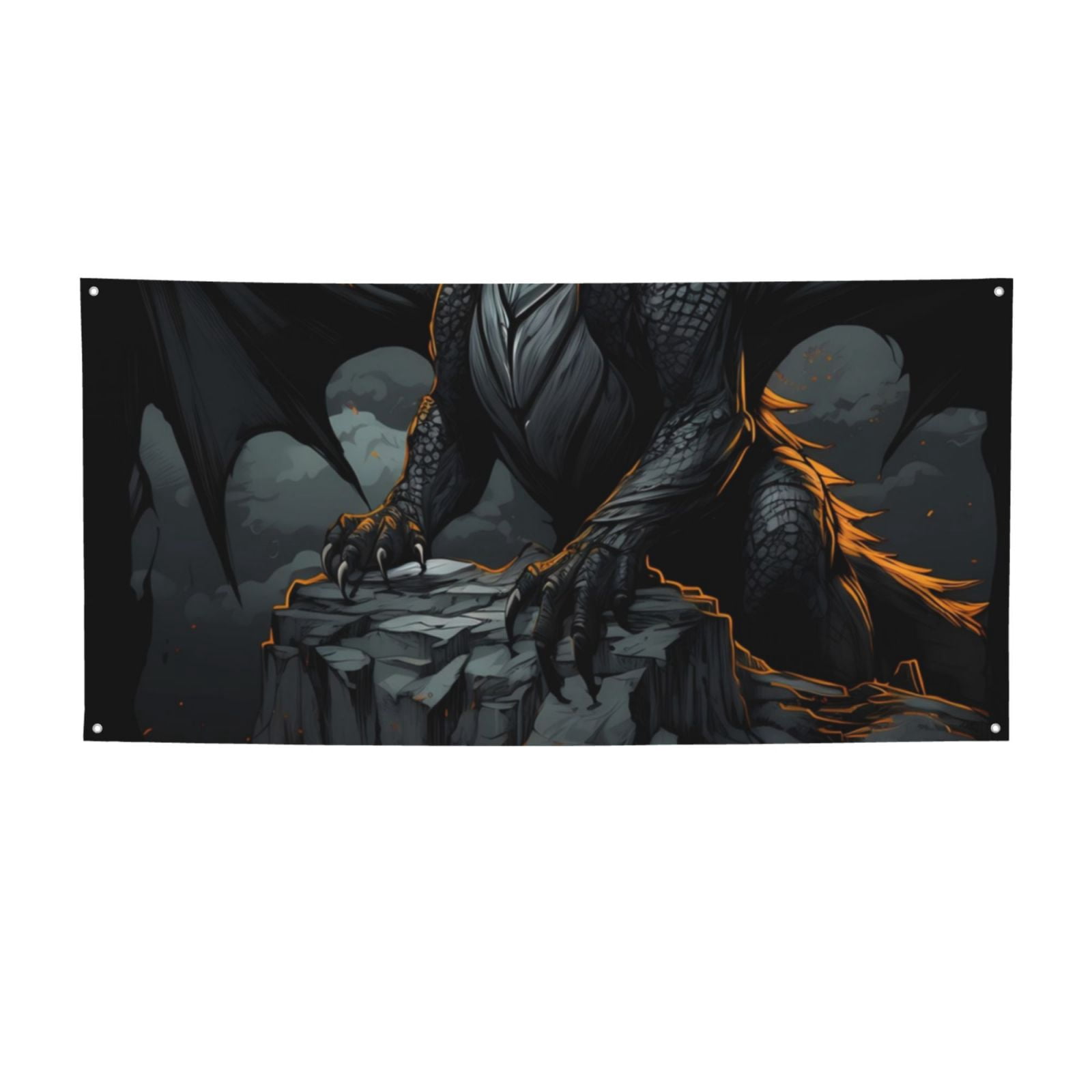 Zufioo Full Moon Black Dragon Print Holiday Banners, Party Banners ...