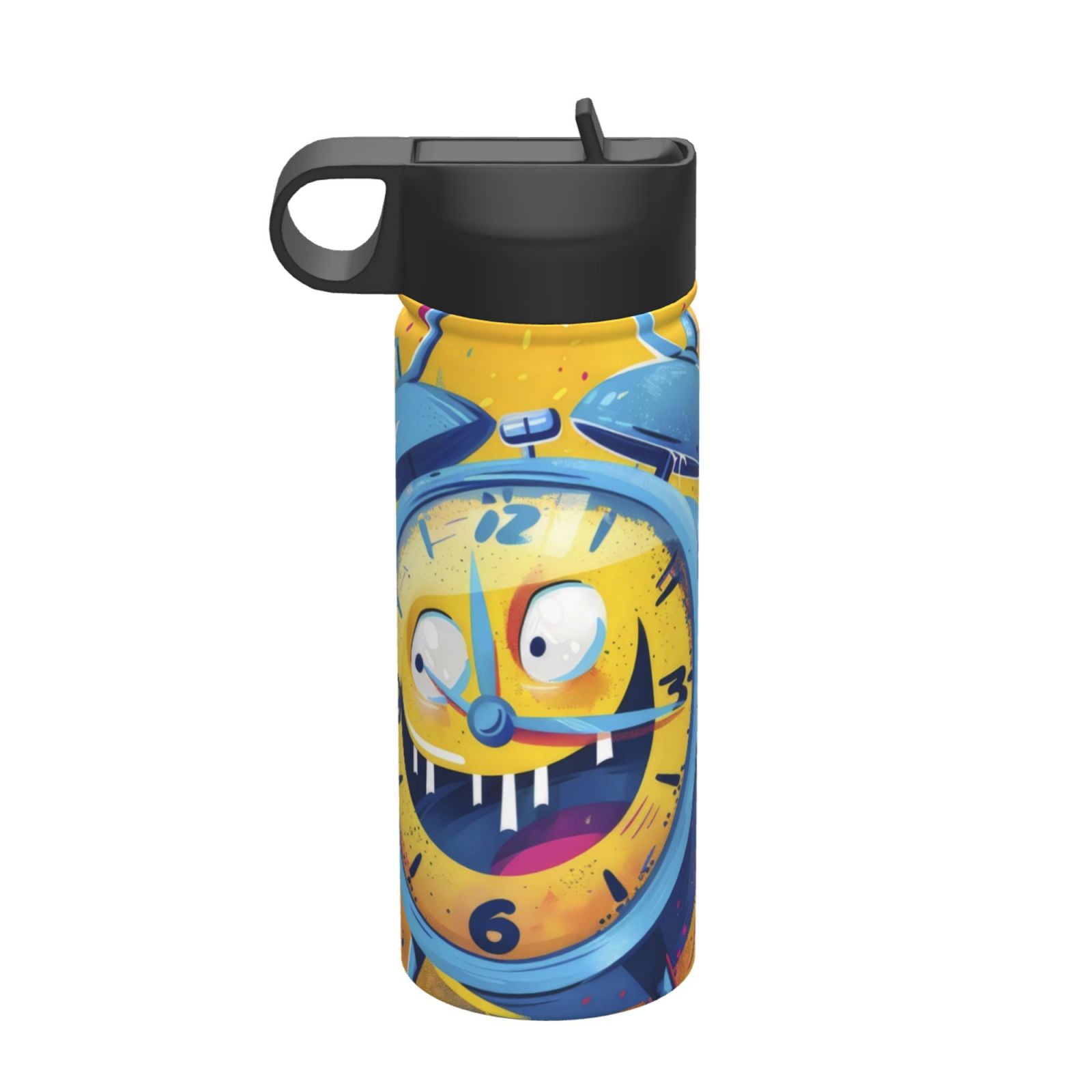 Zufioo Funny Alarm Clock Illustration Print 18OZ Insulated Space Bottle ...