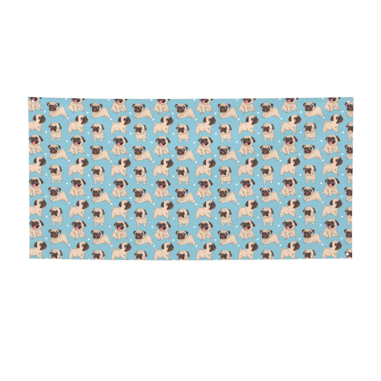 Zufioo Funny Cartoon Pugs Print Holiday Banners, Party Banners, Hanging ...