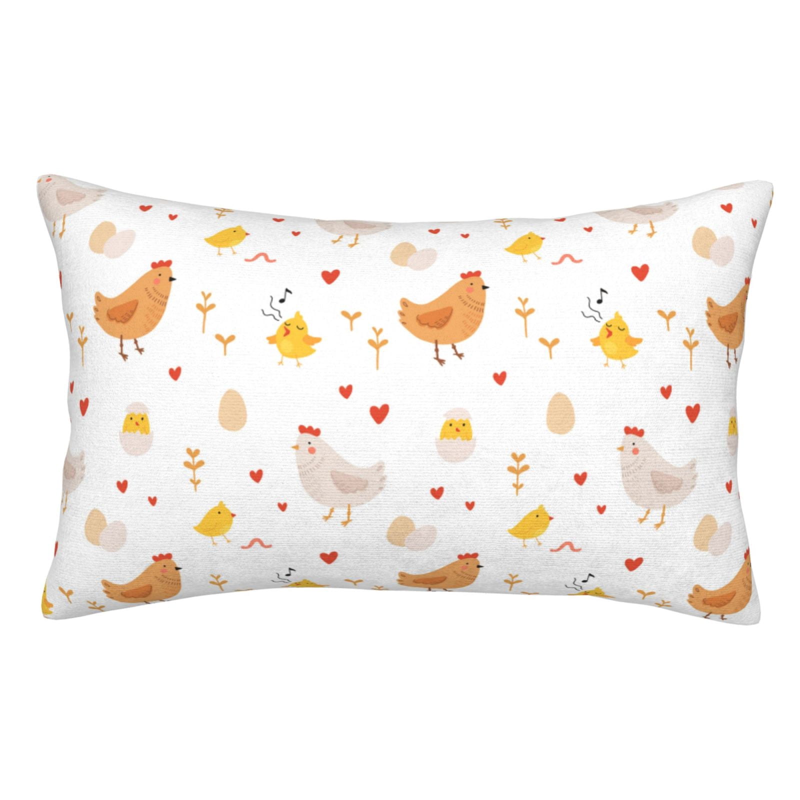 Zufioo Funny Chicken Print Double-Sided Throw Pillow Cover, Pillow ...