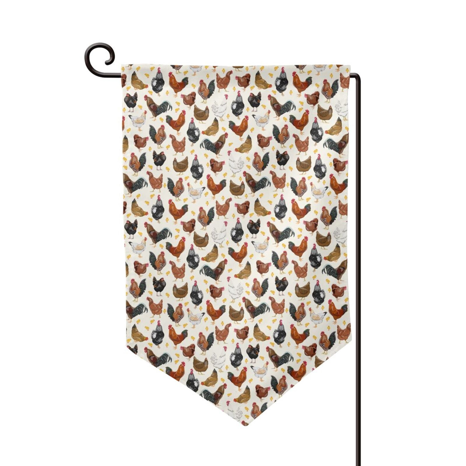 Zufioo Funny Chicken Print Garden Decoration Flags, Sun-resistant and ...