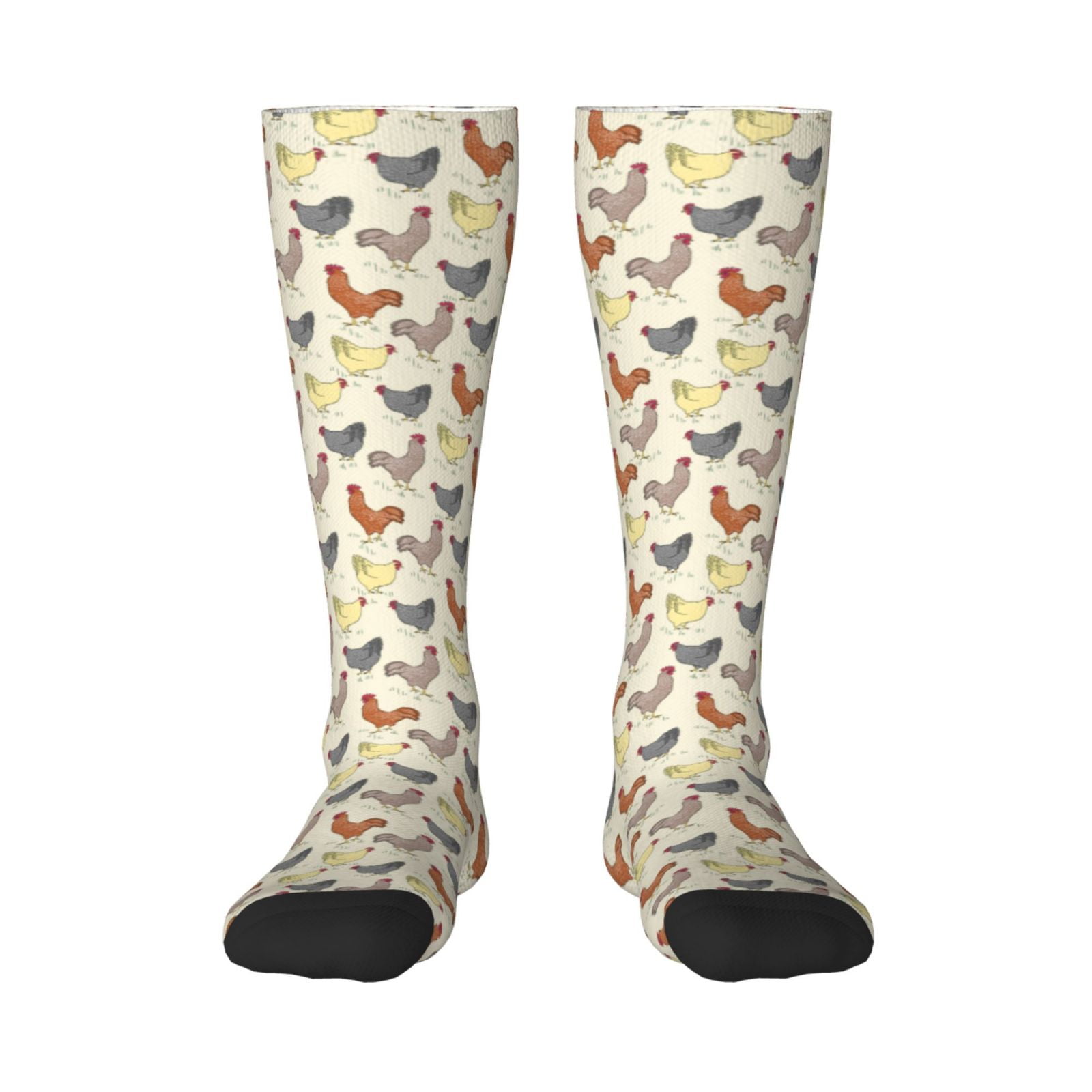 Zufioo Funny Chicken Print Long High Thigh Socks Knee-High Warm ...
