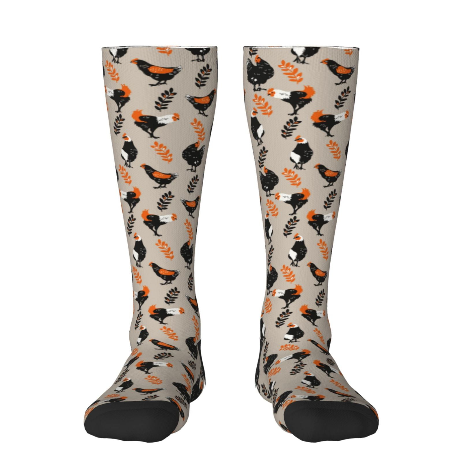 Zufioo Funny Chicken Print Long High Thigh Socks Knee-High Warm ...