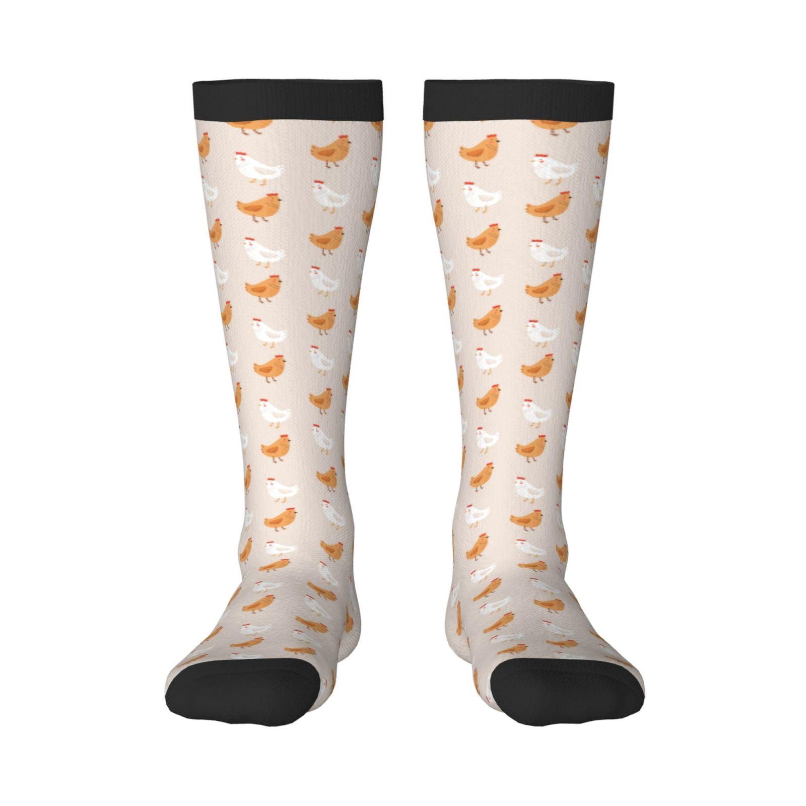 Zufioo Funny Chicken Print Long High Thigh Socks Knee-High Warm ...