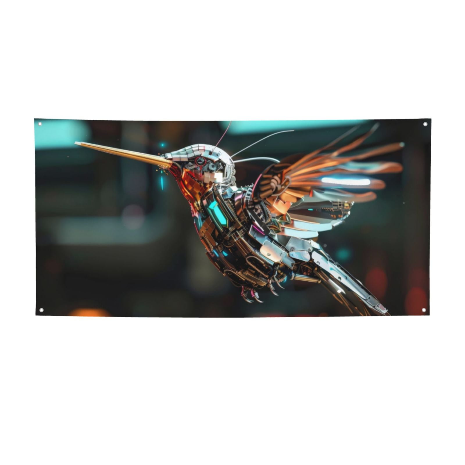 Zufioo Futuristic Robot Hummingbird Print Holiday Banners, Party ...